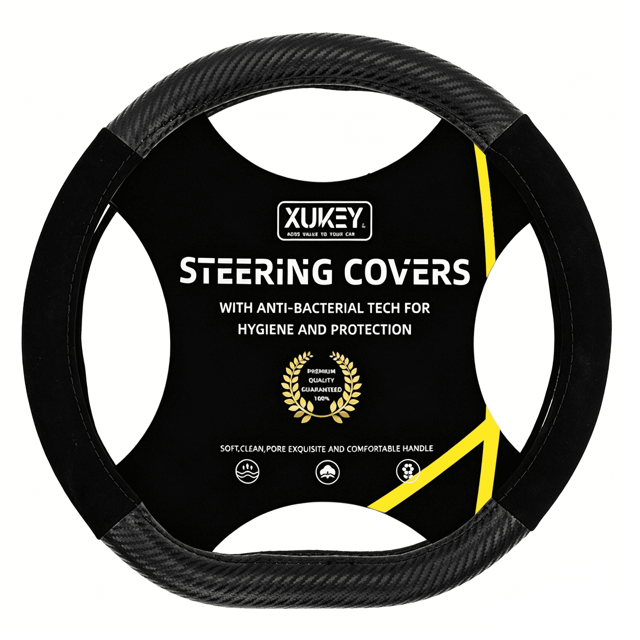D-Shaped Carbon Fiber & Suede Leather Steering Wheel Cover, Non-Slip ...