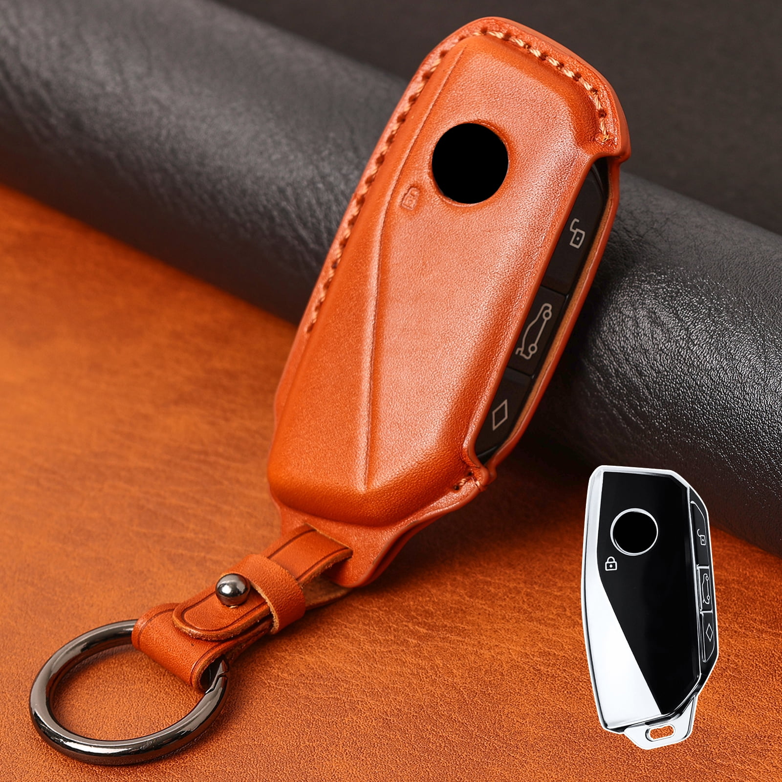 XUKEY Genuine Leather Remote Key Fob Cover Protector Shell For Bmw Ix ...