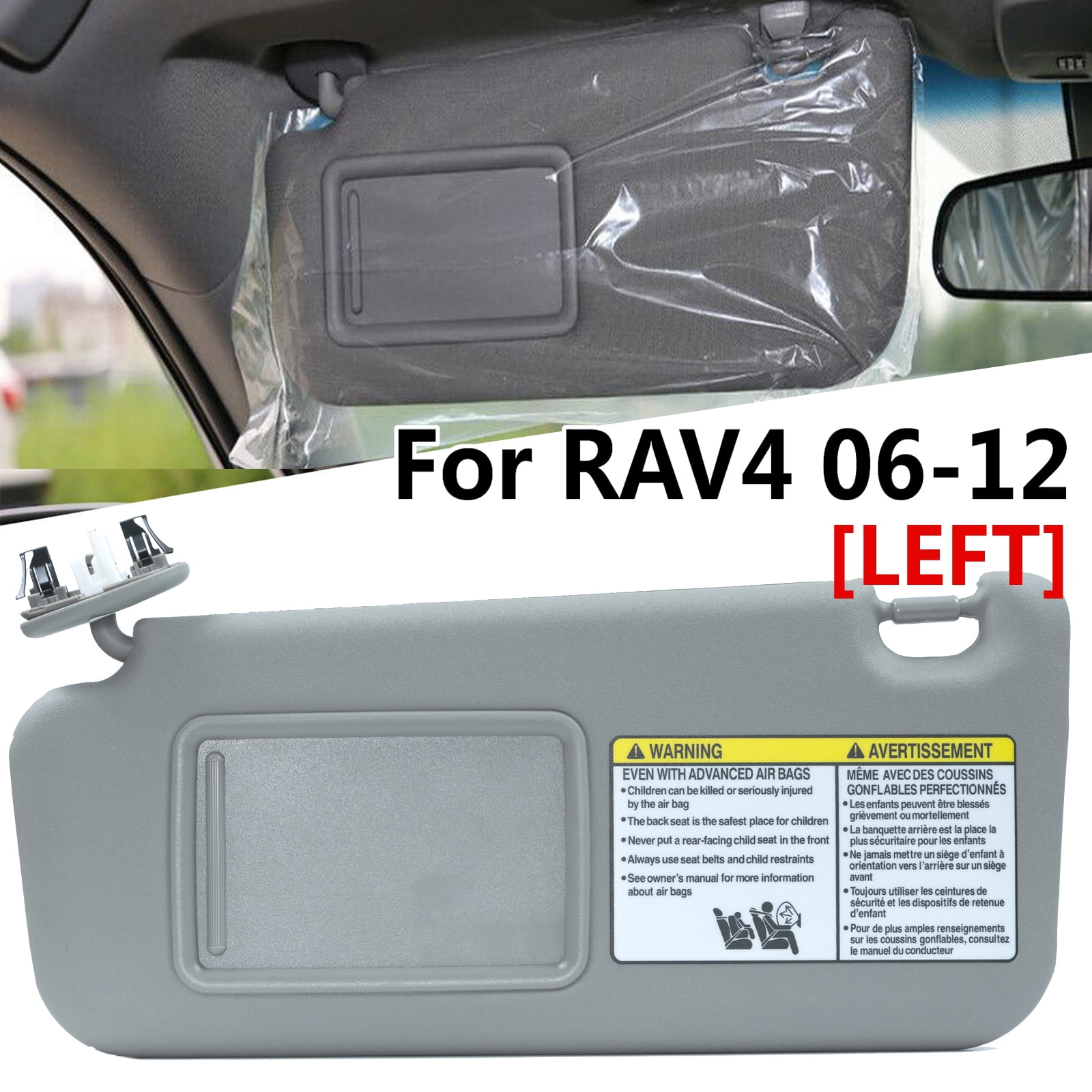 XUKEY Left Driver Side Sun Visor Gray For Toyota RAV4 2006-2012 W ...