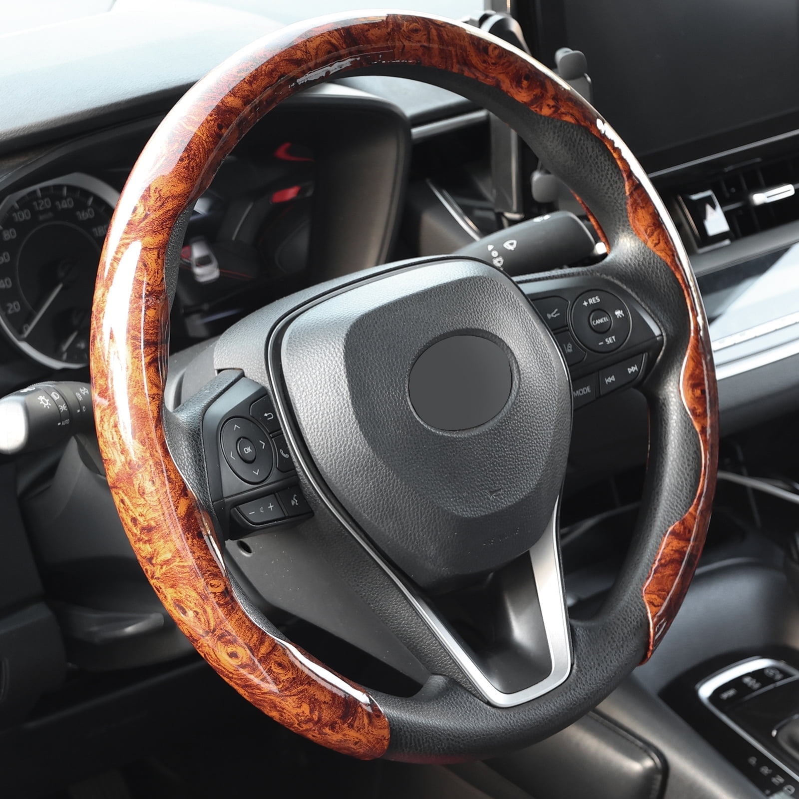 XUKEY Wood Grain Car Steering Wheel Cover Ultra-thin Breathable Non-slip Car Accessories ...