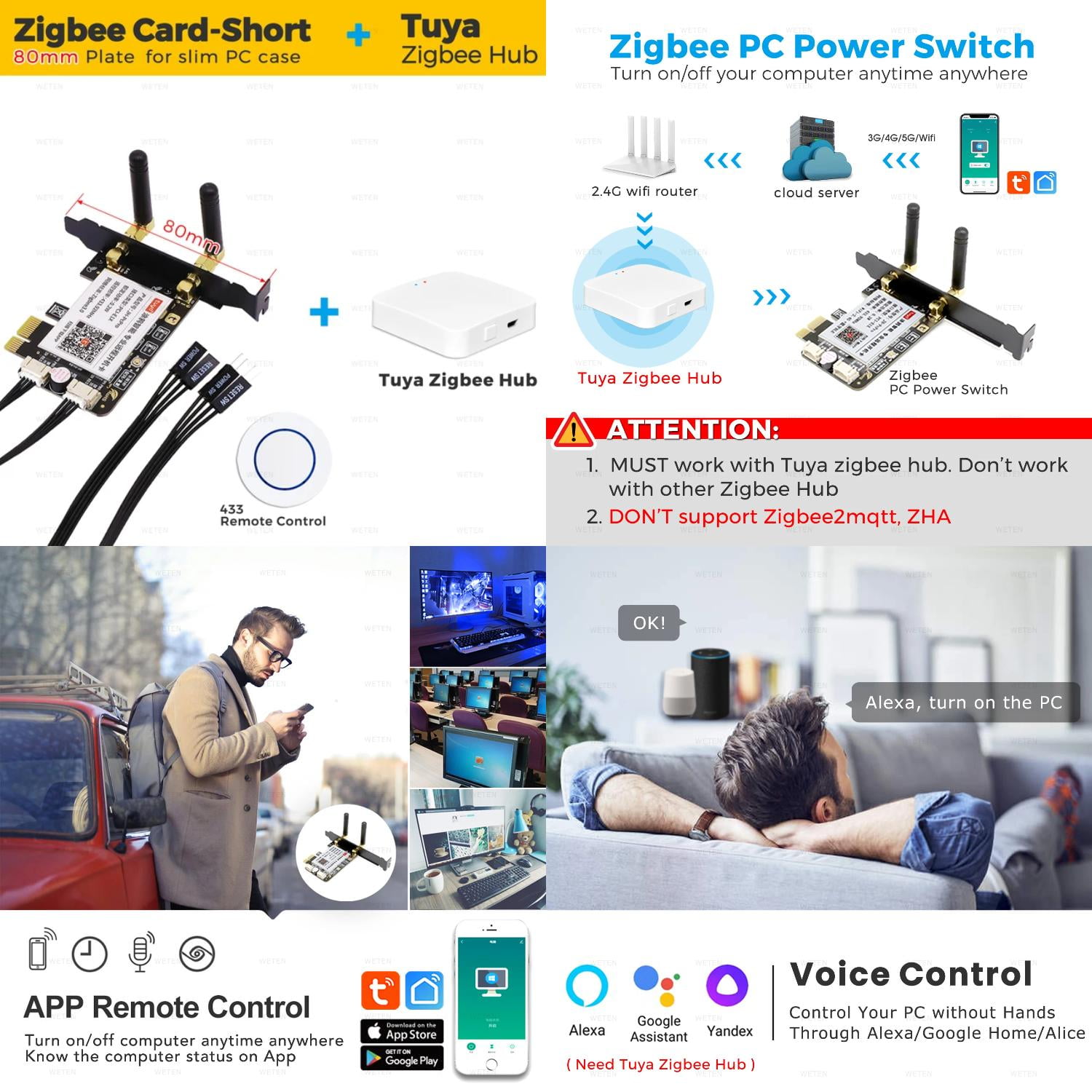 XULHAN Efficient and Convenient Zigbee Computer Power Reset Switch ...