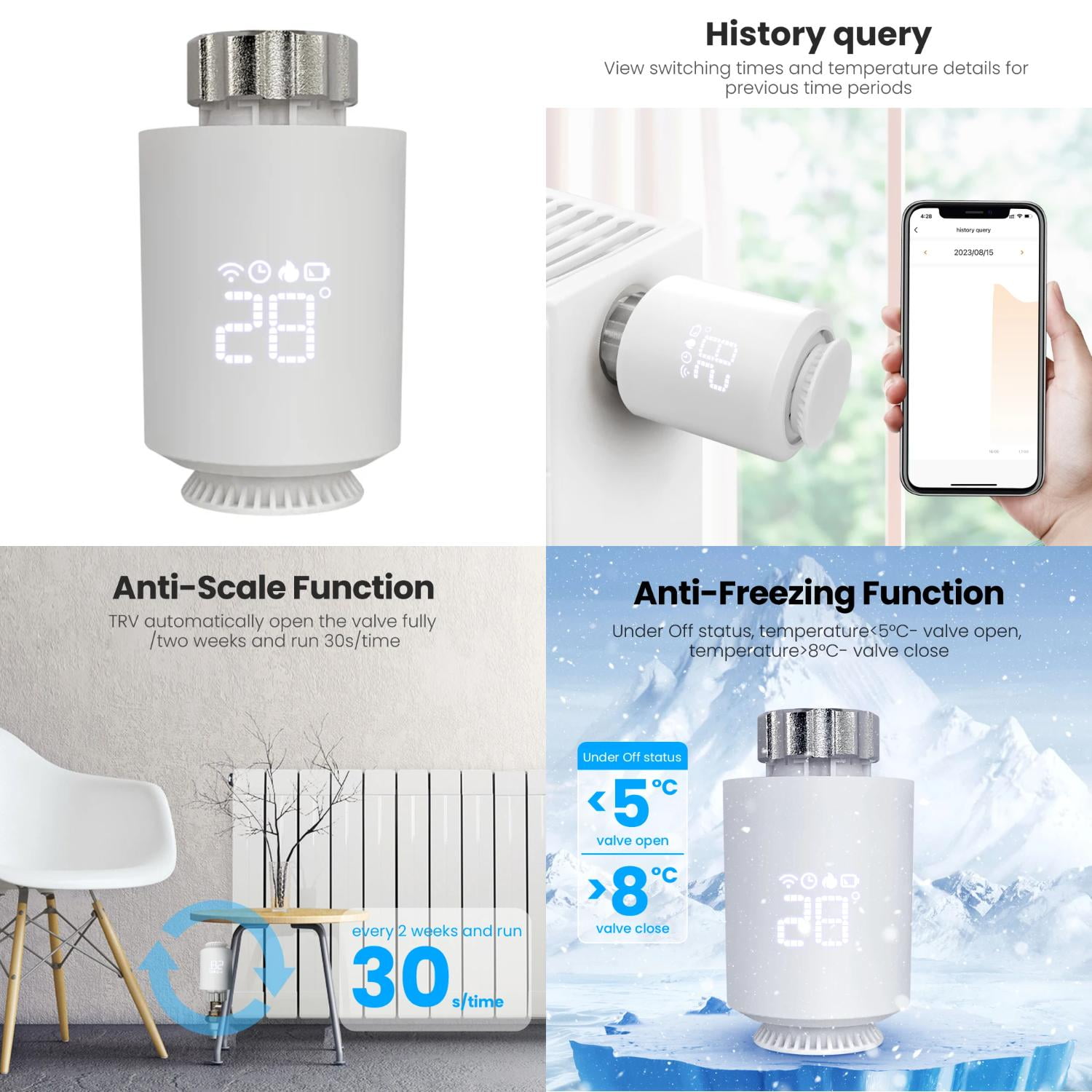 XULHAN Efficient and Smart ZigBee Thermostatic Radiator Actuator Valve ...