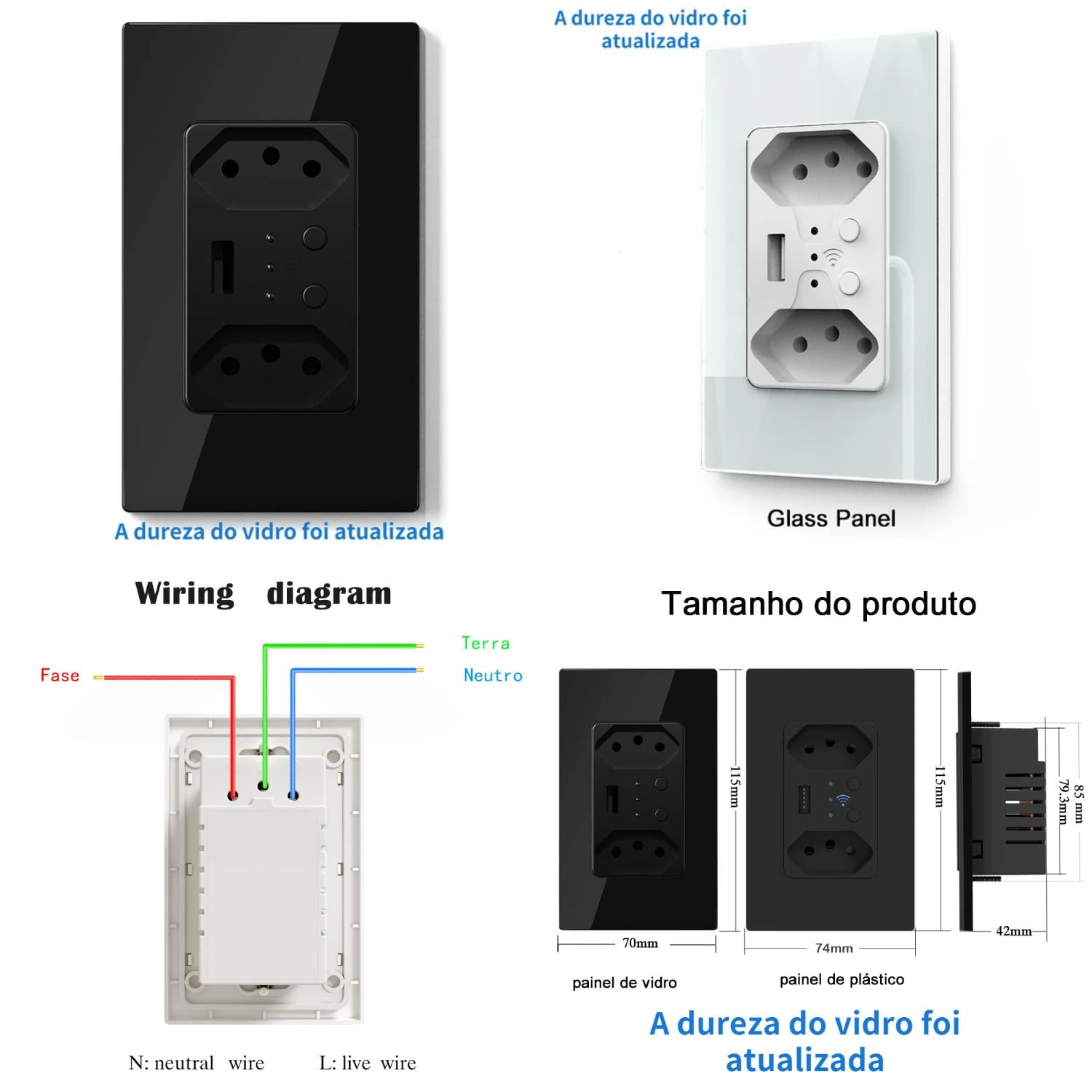 XULHAN Elegant and Functional WiFi Smart Brazil Wall Socket with USB ... XULHAN Elegant and Functional WiFi Smart Brazil Wall Socket with USB ...