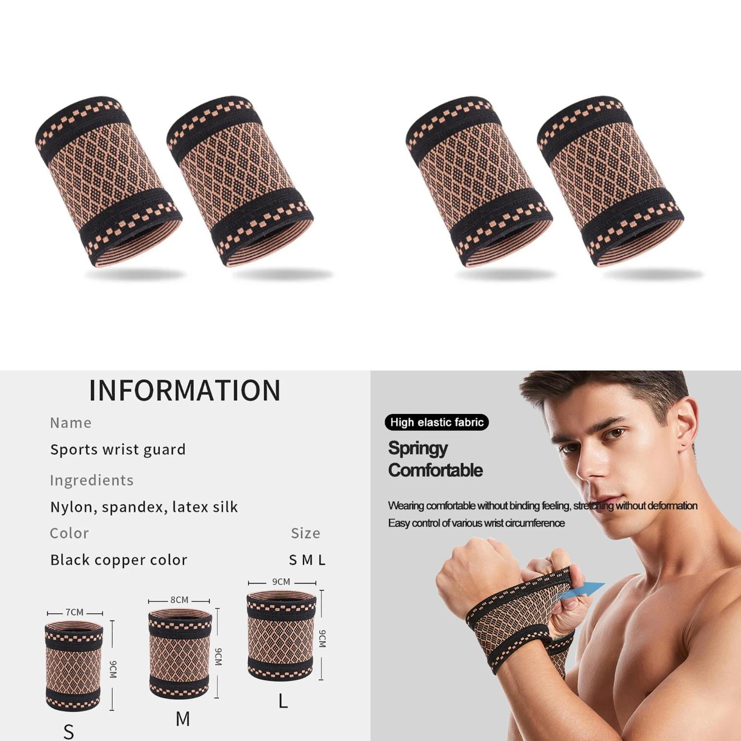 XULHAN Enhanced Professional Knitted Copper Compression Wrist Brace ...