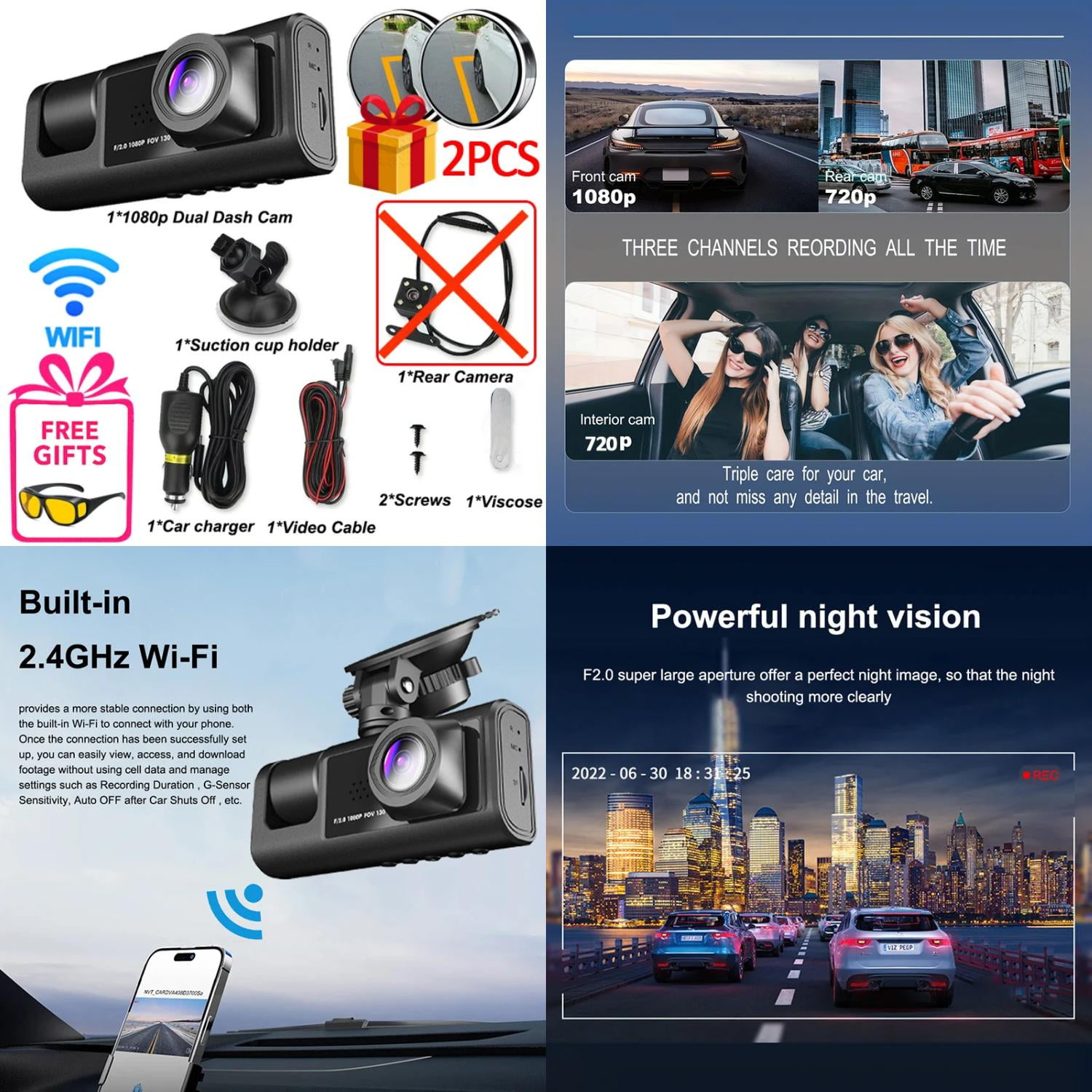 XULHAN High Definition WiFi Car Camera with Rear View Function ...