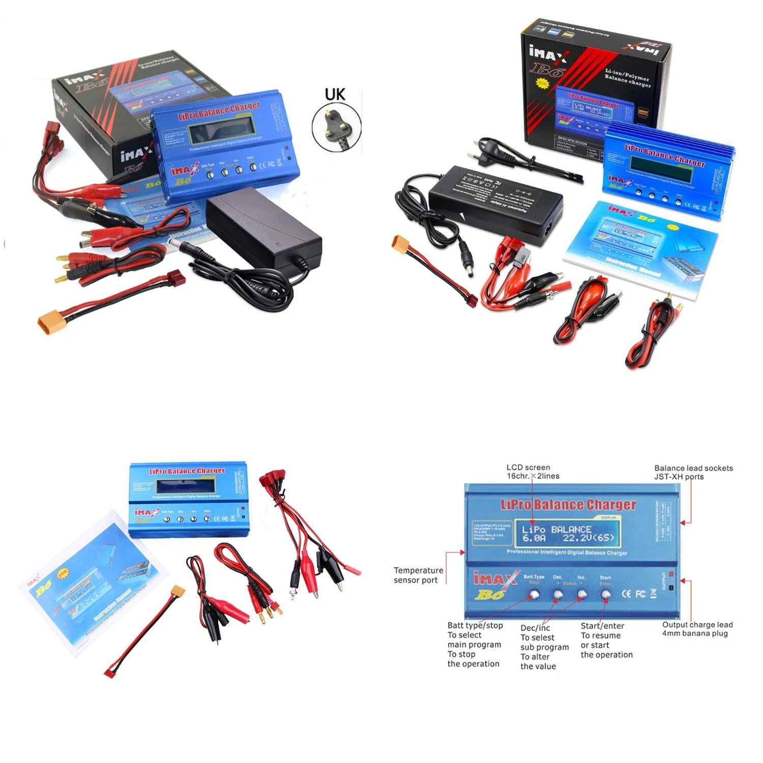 XULHAN High Performance LCD B6 Balance Charger Discharger for RC ...