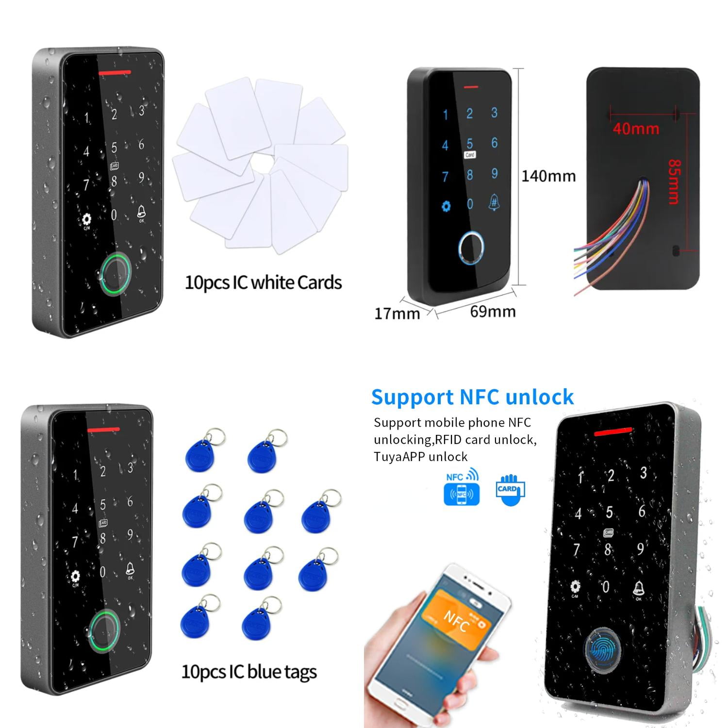 XULHAN NFC Bluetooth APP Backlight Touch 13.56Mhz RFID Card Access ...