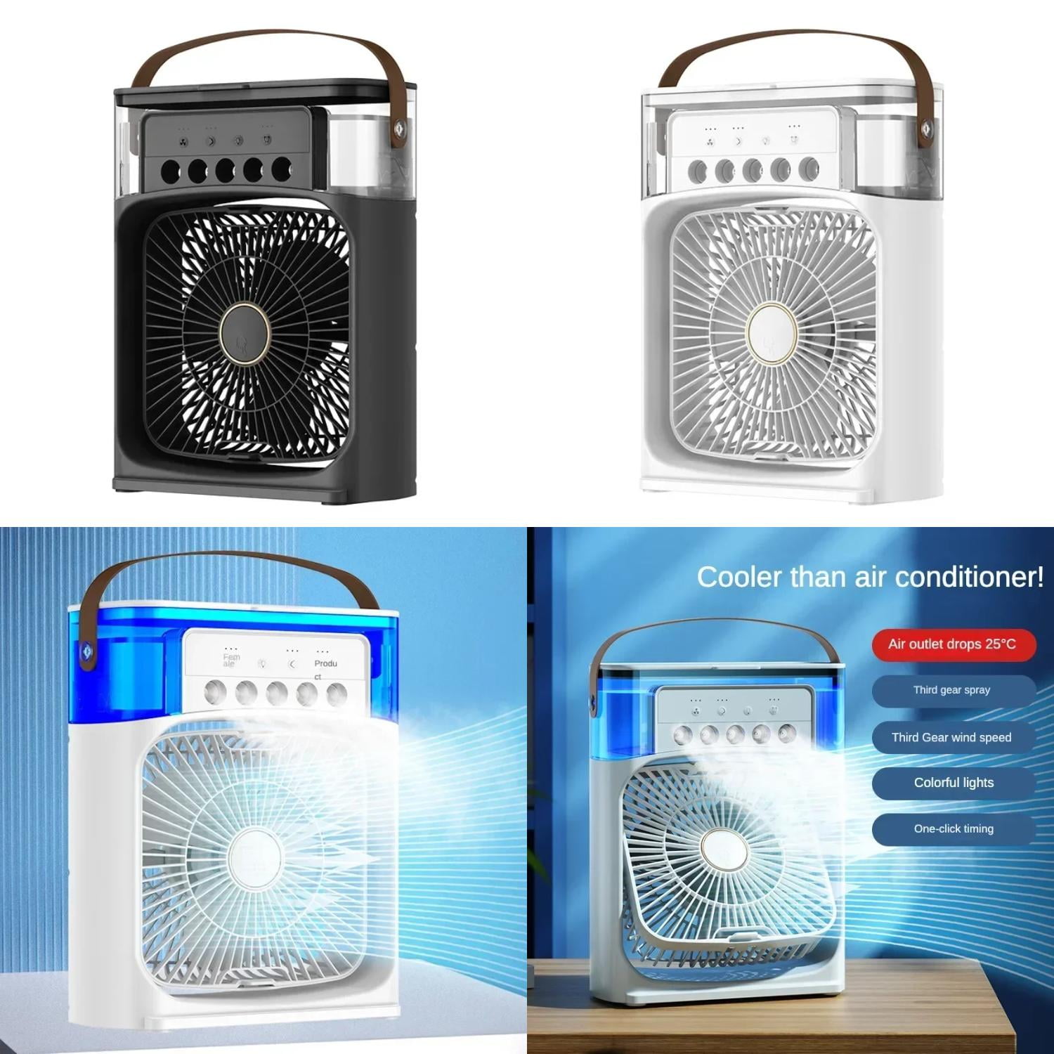 XULHAN Portable Air Conditioning Fan 5-Hole Spray Humidified USB Quiet ...