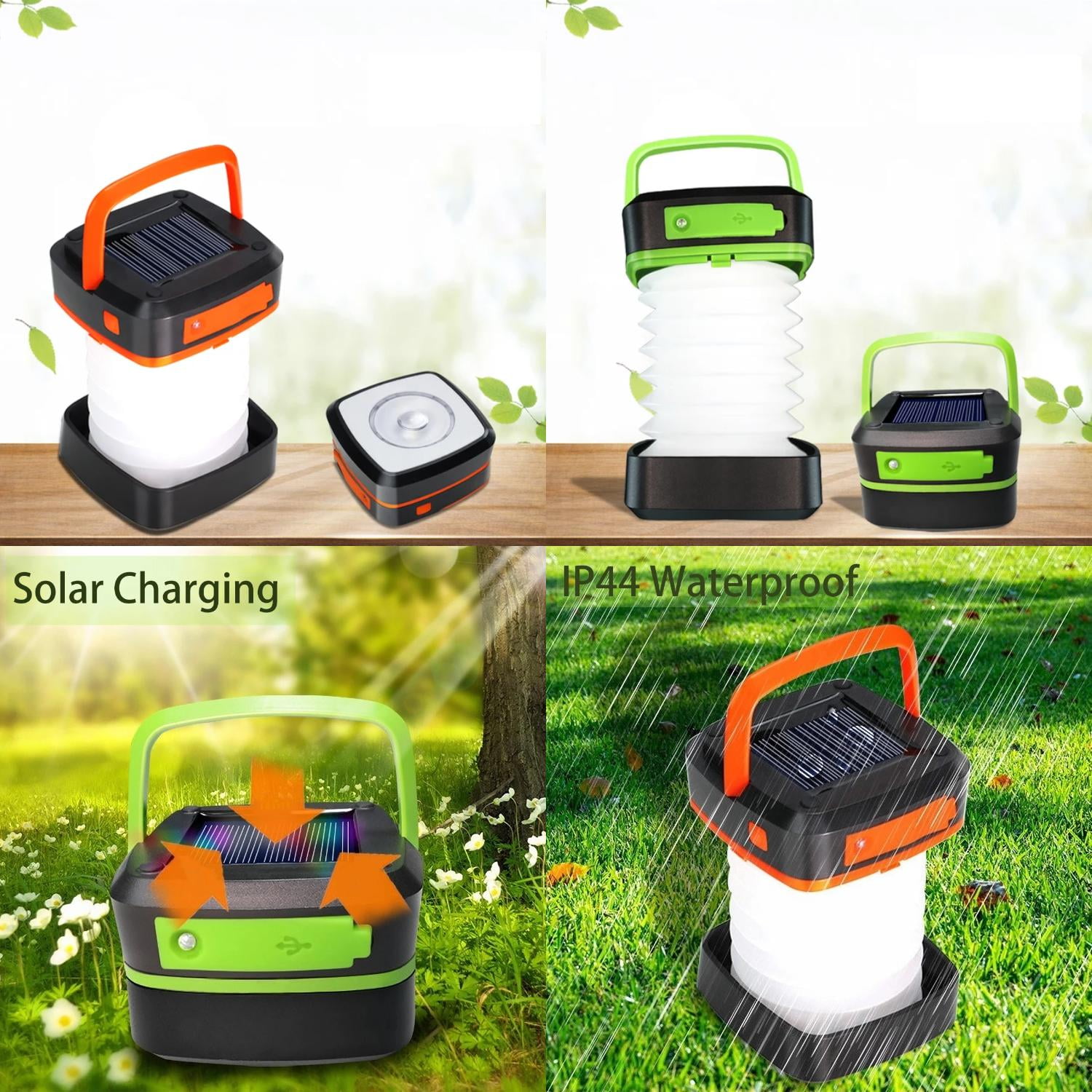 XULHAN Portable Waterproof Foldable Solar Camping Lantern Light - Rechargeable Power Bank ...