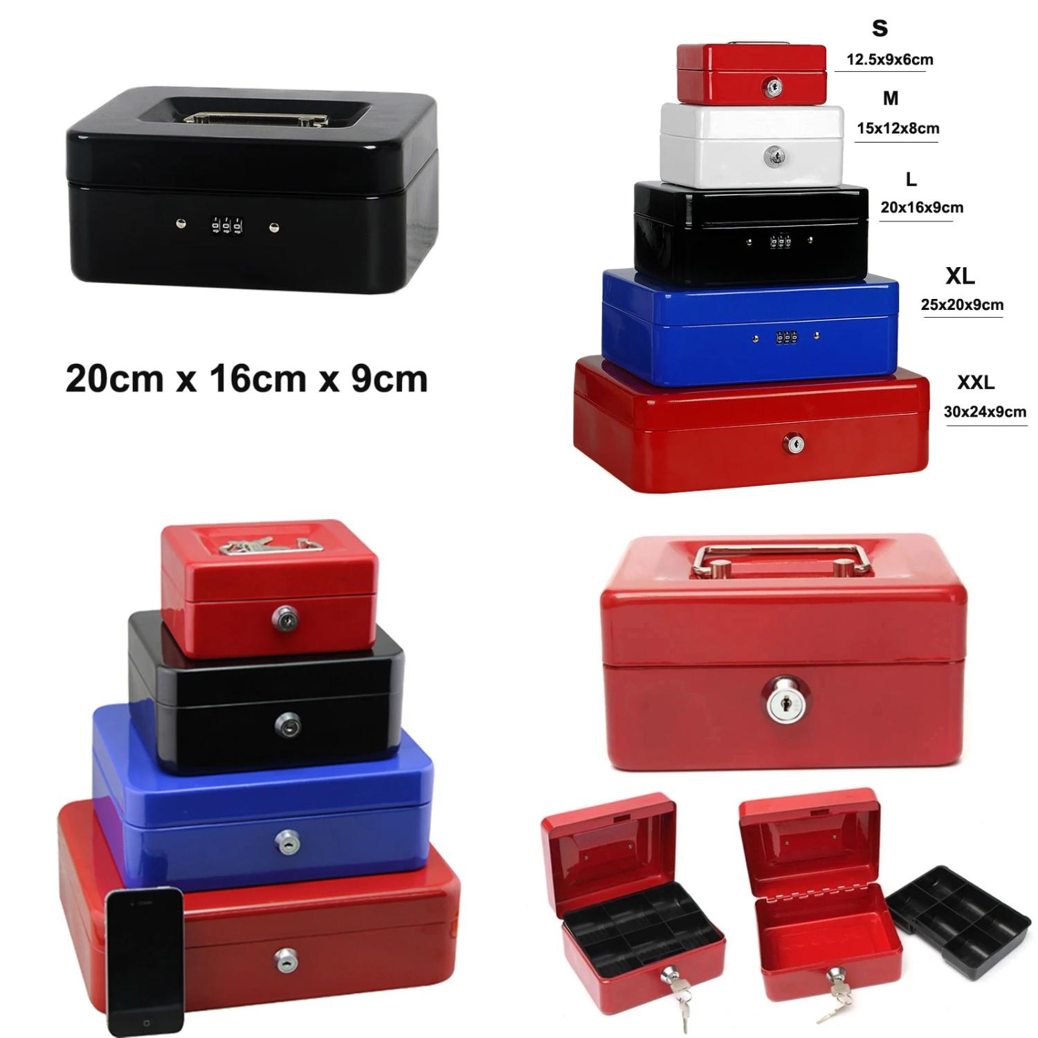 XULHAN Secure and Small Stylish Stainless Steel Lockable Petty Cash Money Box Ideal for Home ...