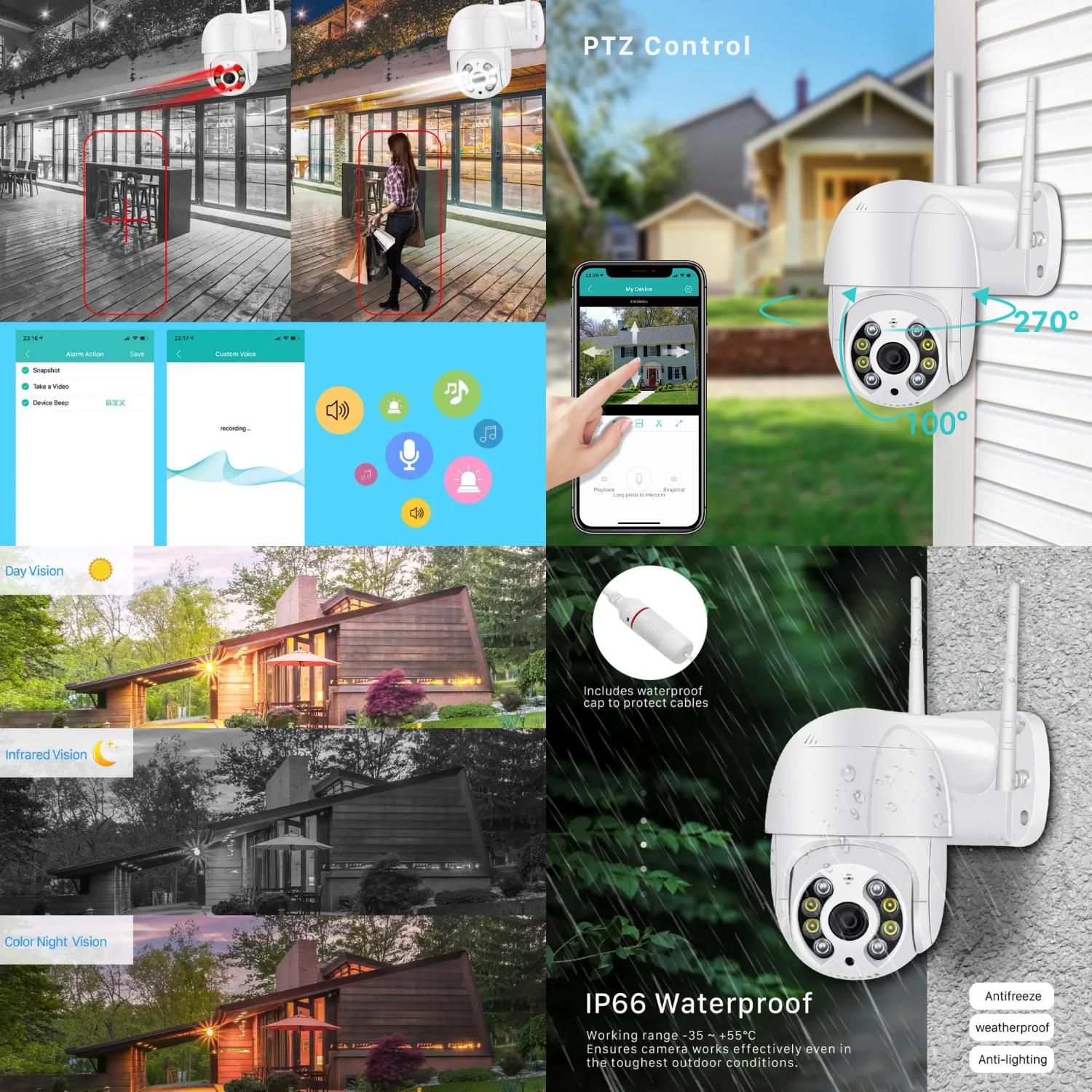 XULHAN Top-of-the-line 4K 8MP 5MP Ultra HD PTZ WiFi IP Camera with AI ...