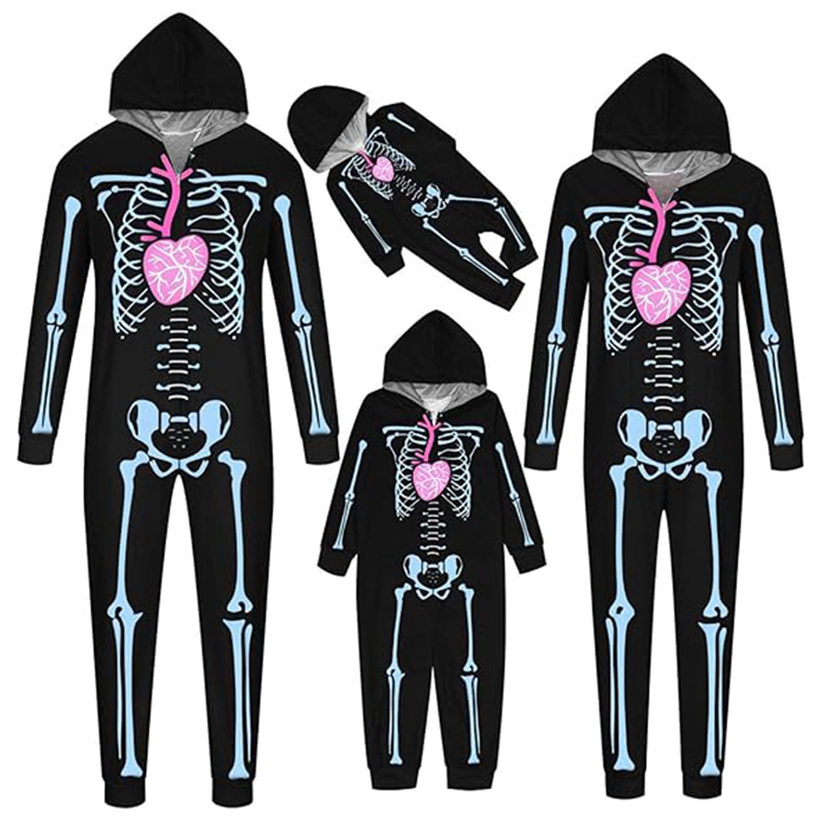 XUNHAO Matching Halloween Family Outfit Parent Child Colorful Skeleton ...