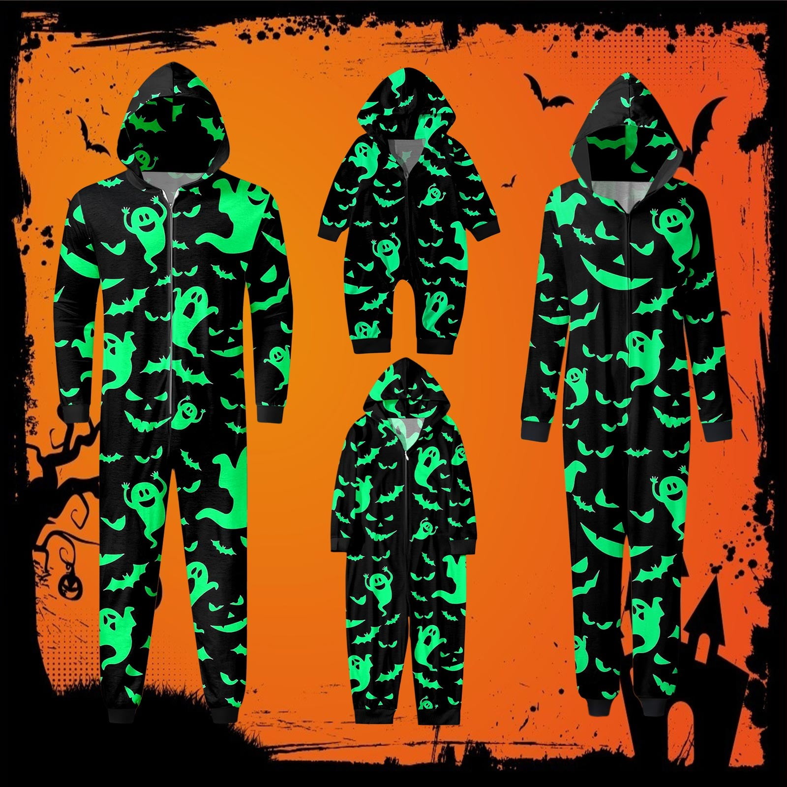 XUNHAO Matching Family Outfit Parent Child Colorful Skeleton Printed ...