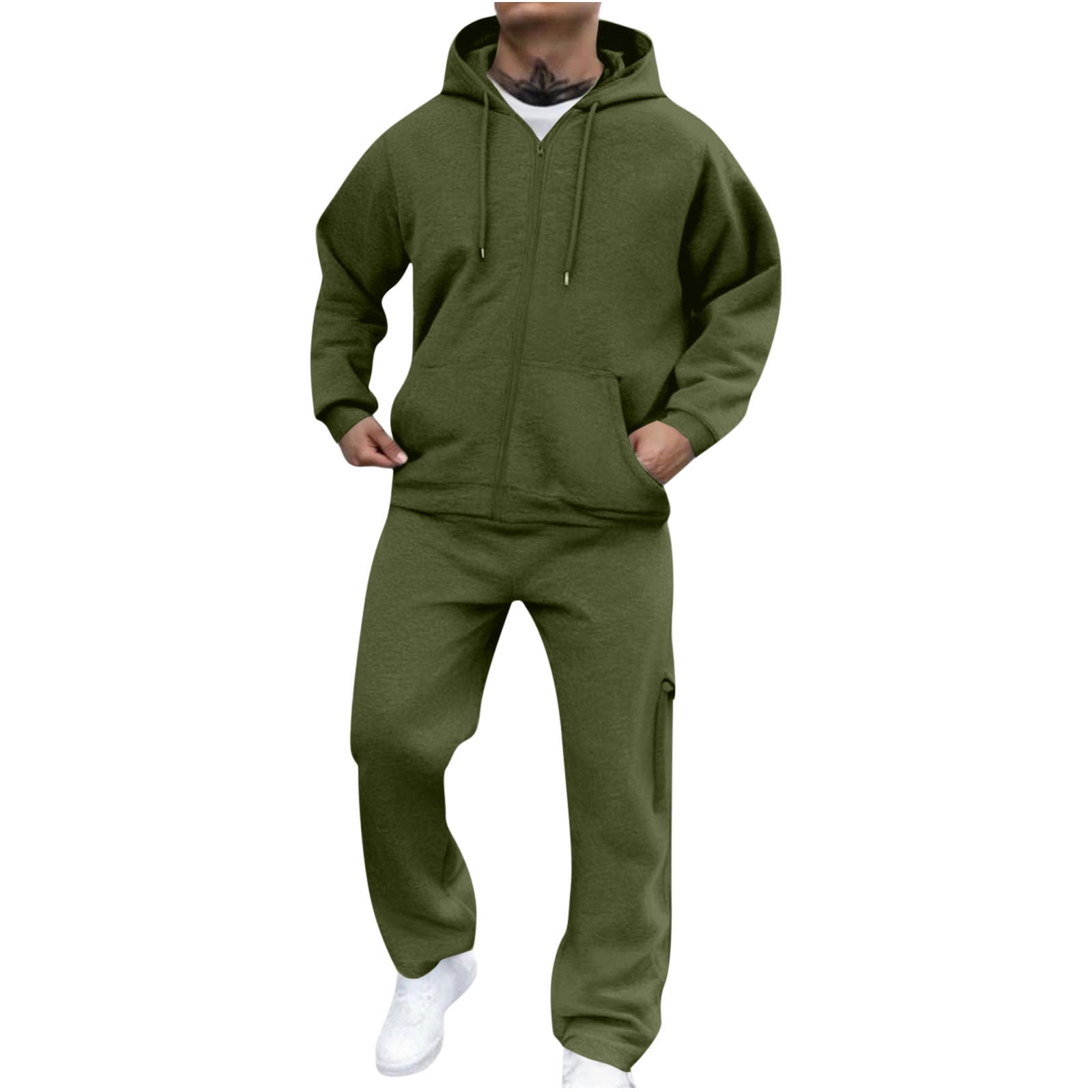 XUNKUSGA 2 Piece Men's Tracksuit Long Sleeve Hoodies for Men with Full ...