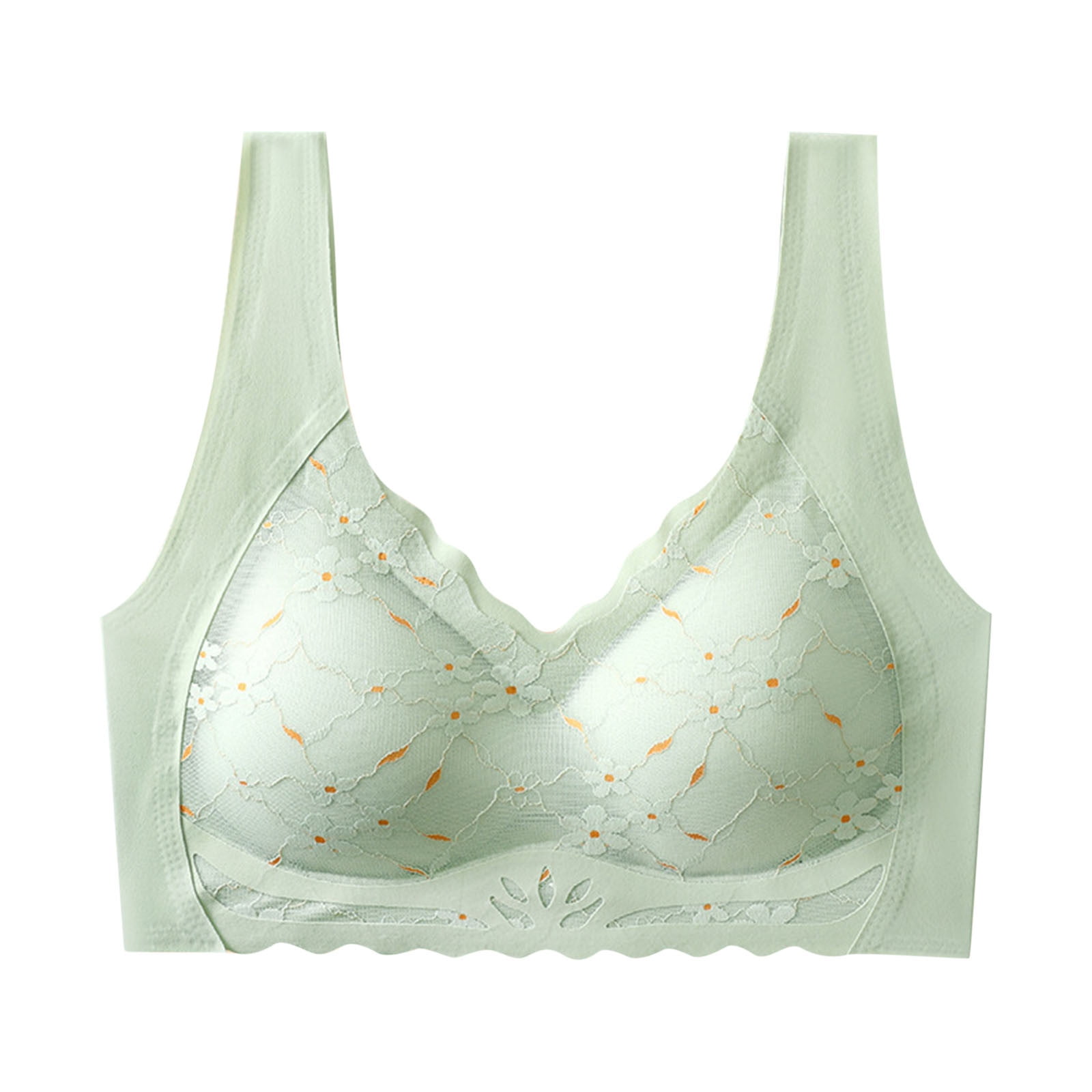 XUNKUSGA Bras For Women Lace Floral Ribbed Seamless Wireless Bras for ...