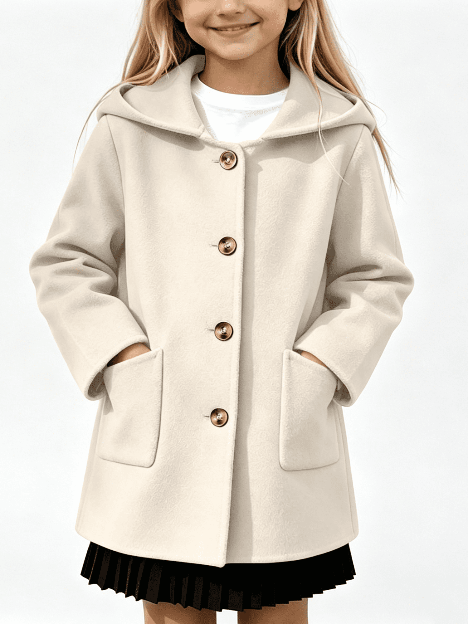 XUNKUSGA Girls Trench Coat with Hood 5-15 Years Fashion Single Breasted ...