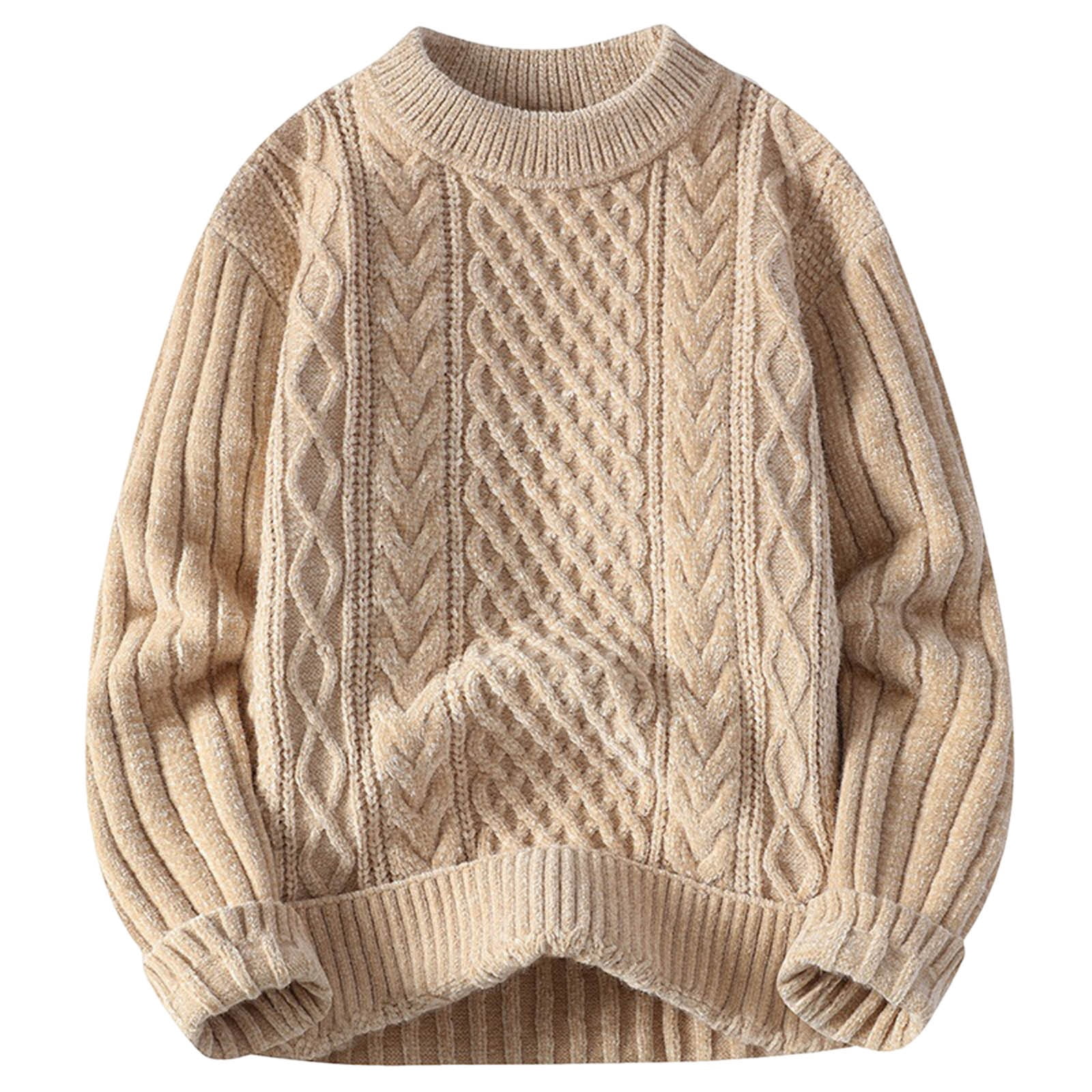 XUNKUSGA Knit Sweater 90S Vintage Cable Knit Sweaters For Men Casual ...