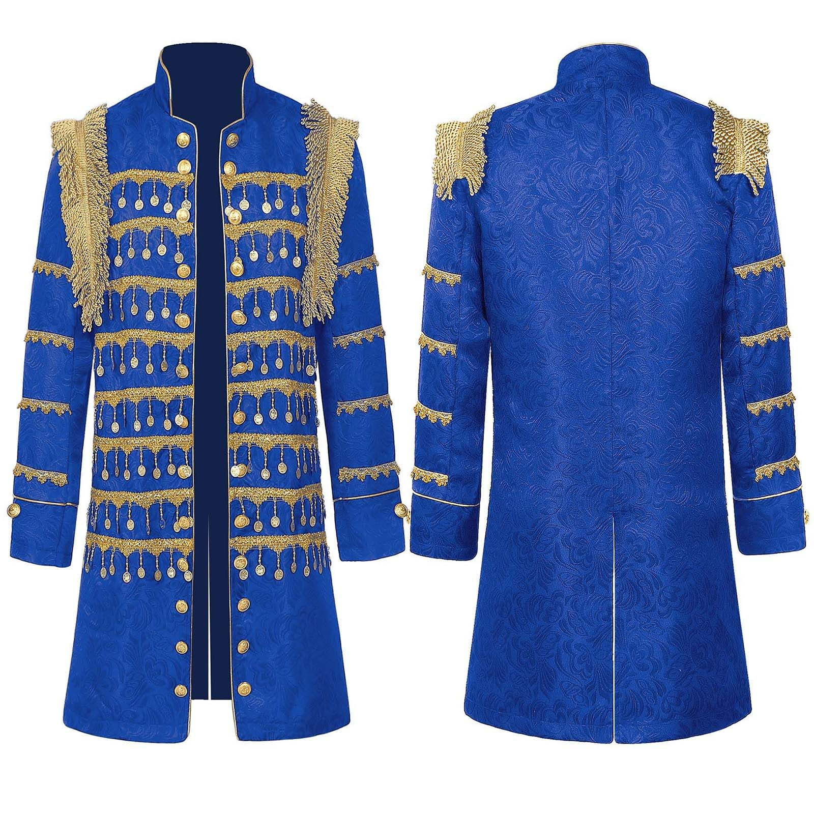 XUNKUSGA Men's Steampunk Victorian Tailcoat Gothic Standup Collar ...