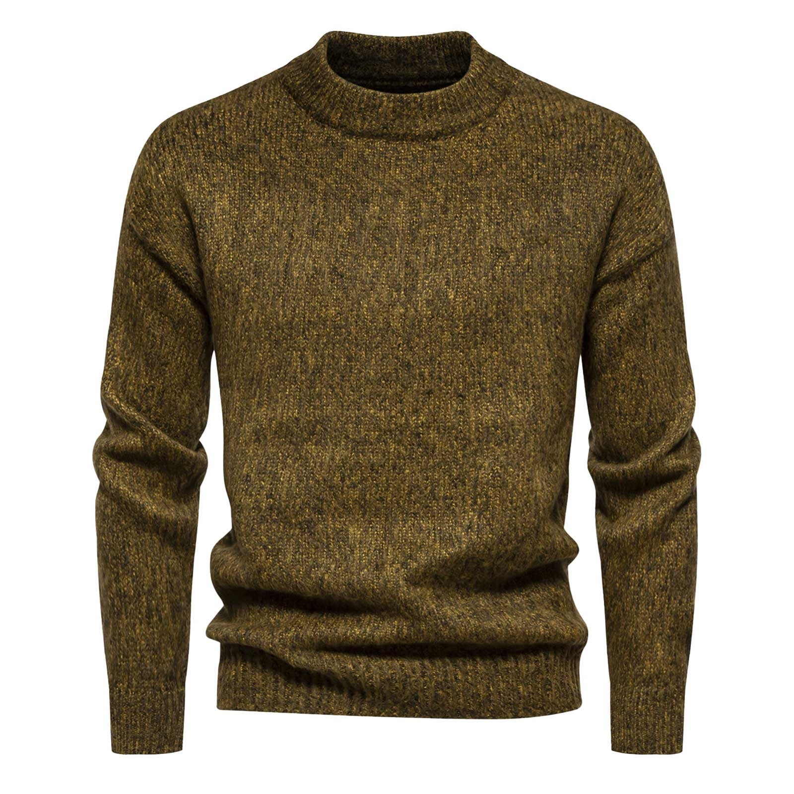 XUNKUSGA Mens Sweater Versatile Crew Neck Long Sleeve Fall Sweaters ...