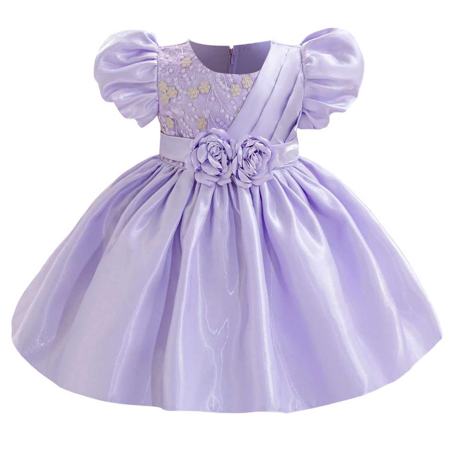XUNKUSGA Princess Dress 1-4 Years 3D Flower Girl Dresses Puff Sleeve ...
