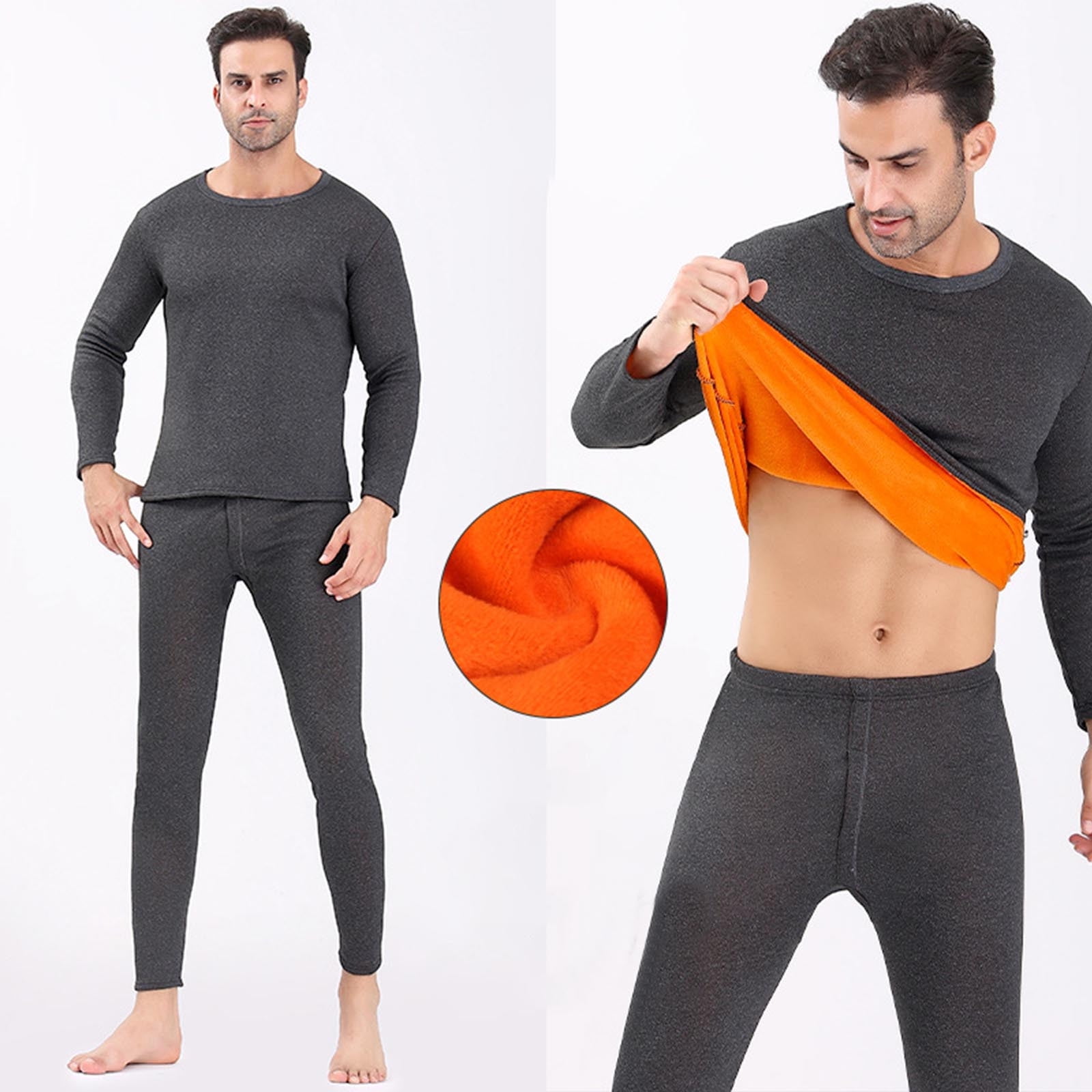 XUNKUSGA Thermals for Men Fleece Lined Top and Bottom Thermals Sets ...
