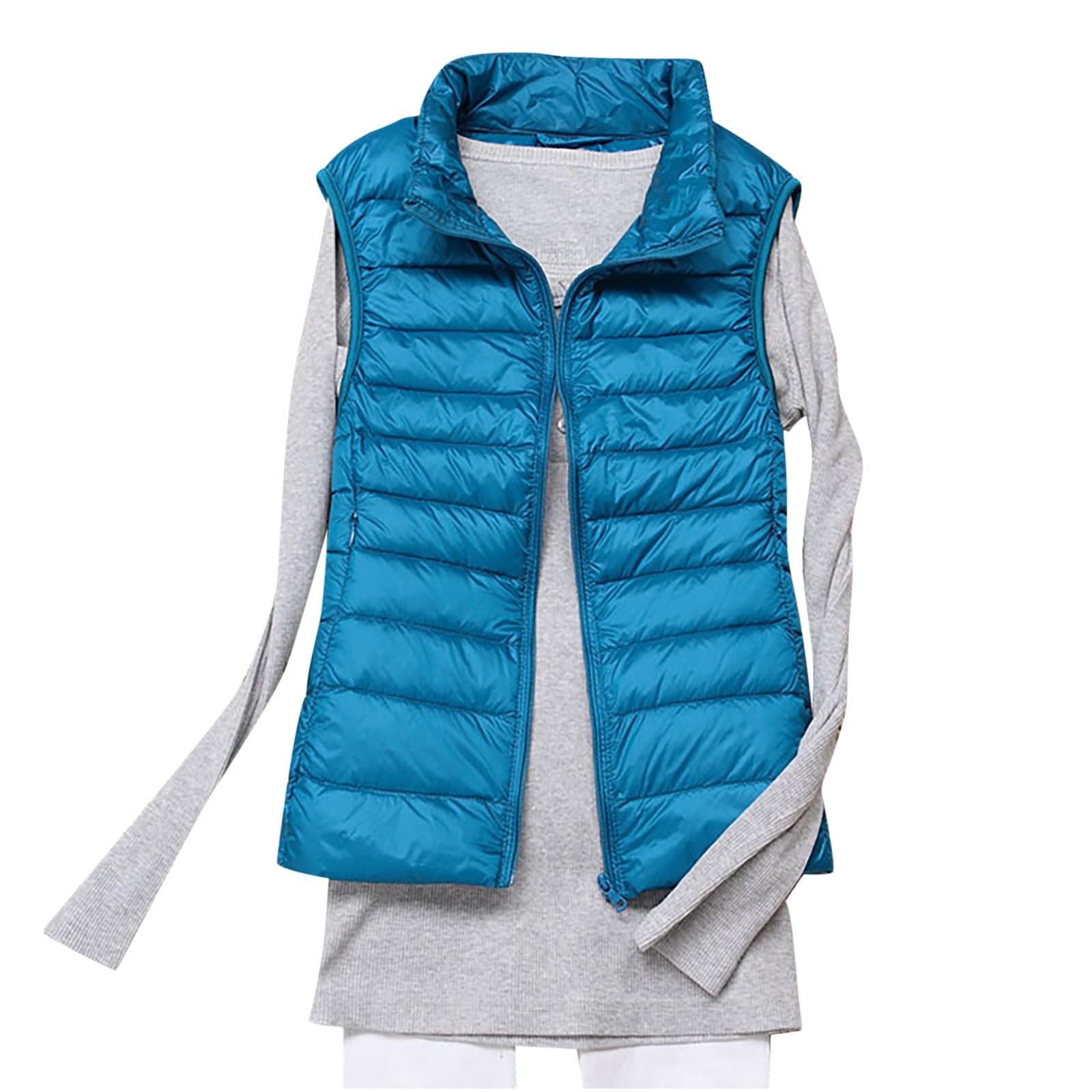 XUNKUSGA Women's Puffer Vest Lightweight Solid Color Womens Vest ...