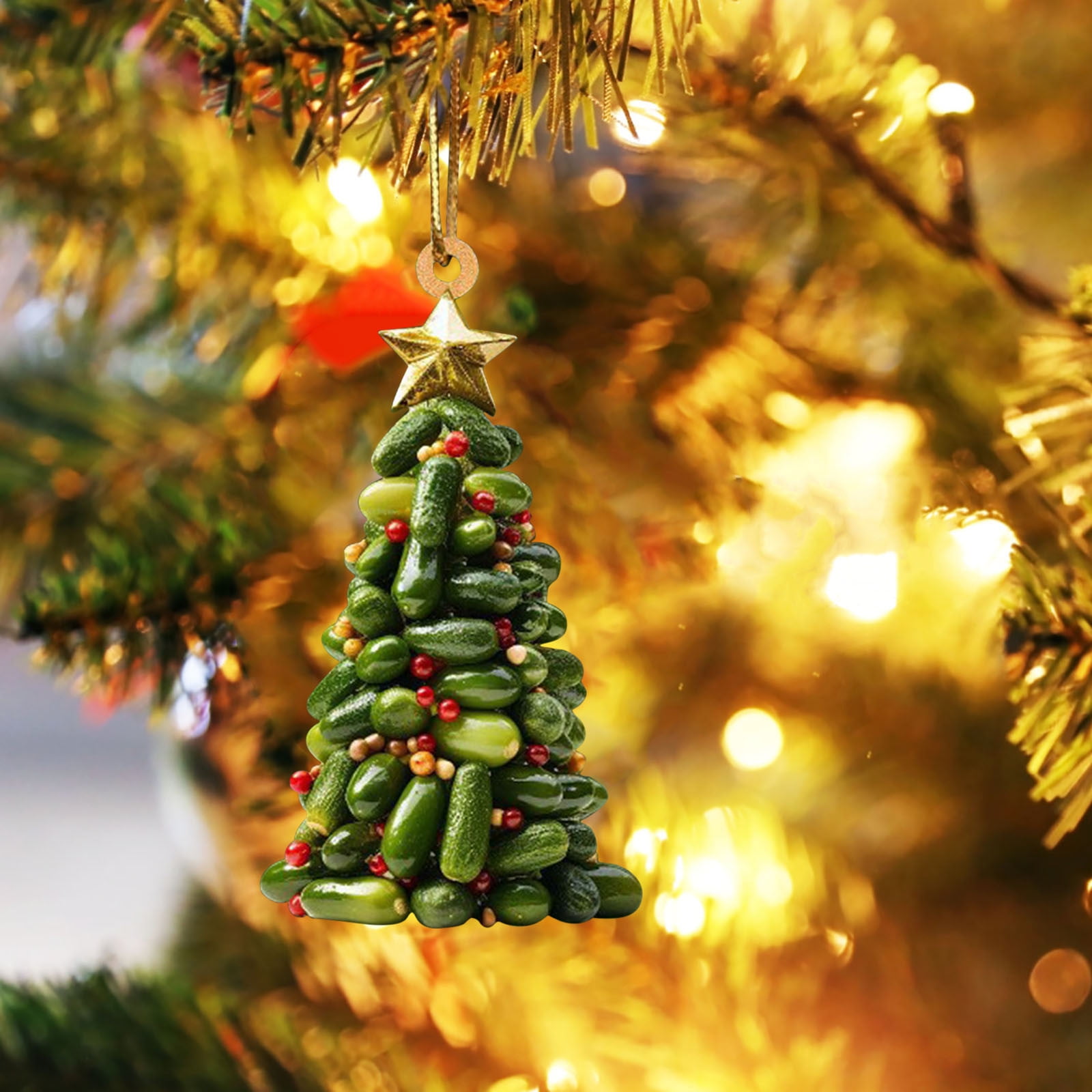 XUNRYAN Christmas Tree Pickle Ornament,Pickled Cucumber Print ...