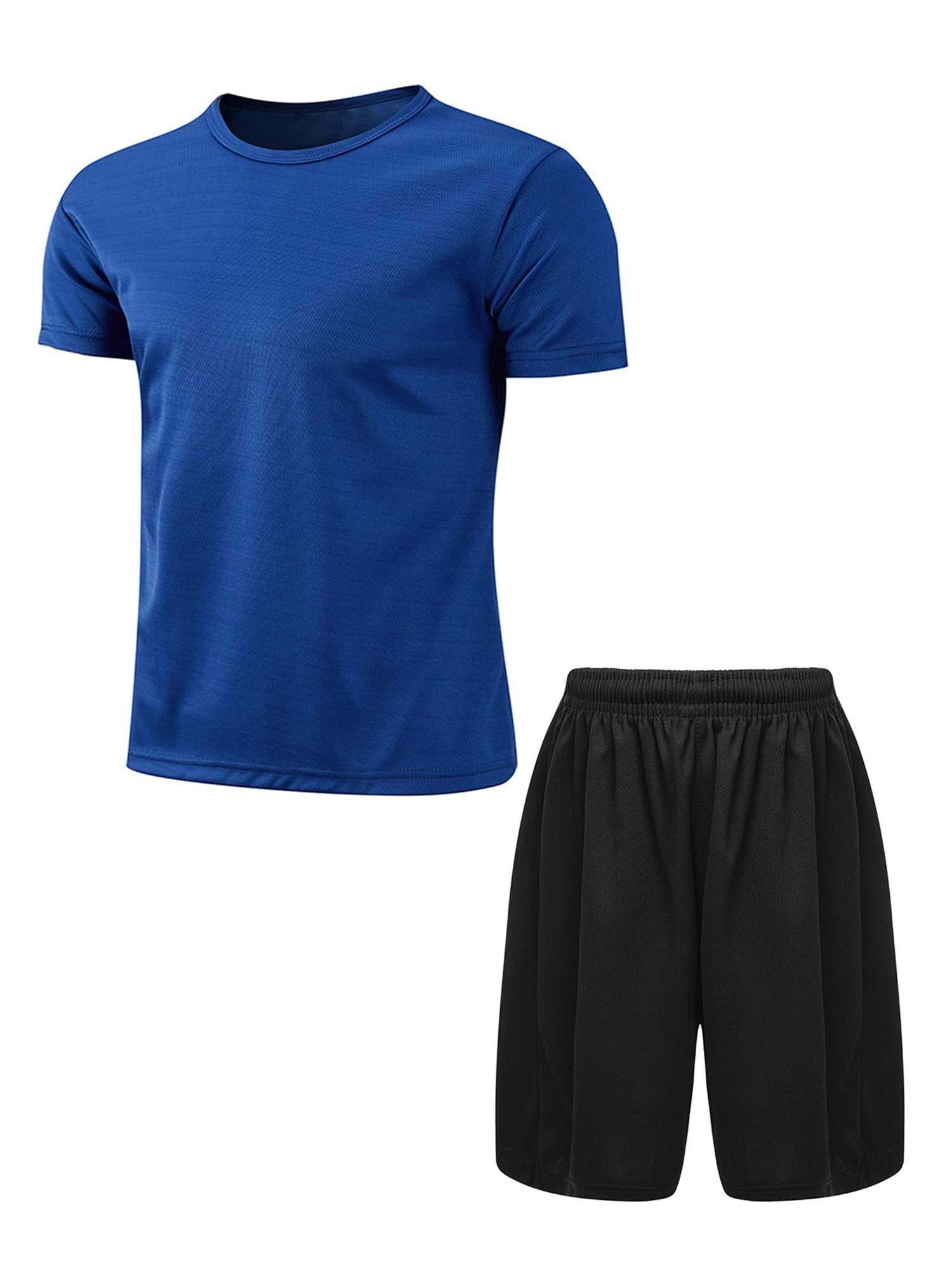 XUNZOO Boys 2 Piece Workout Running Sports Outfits Solid Color T-shirts ...