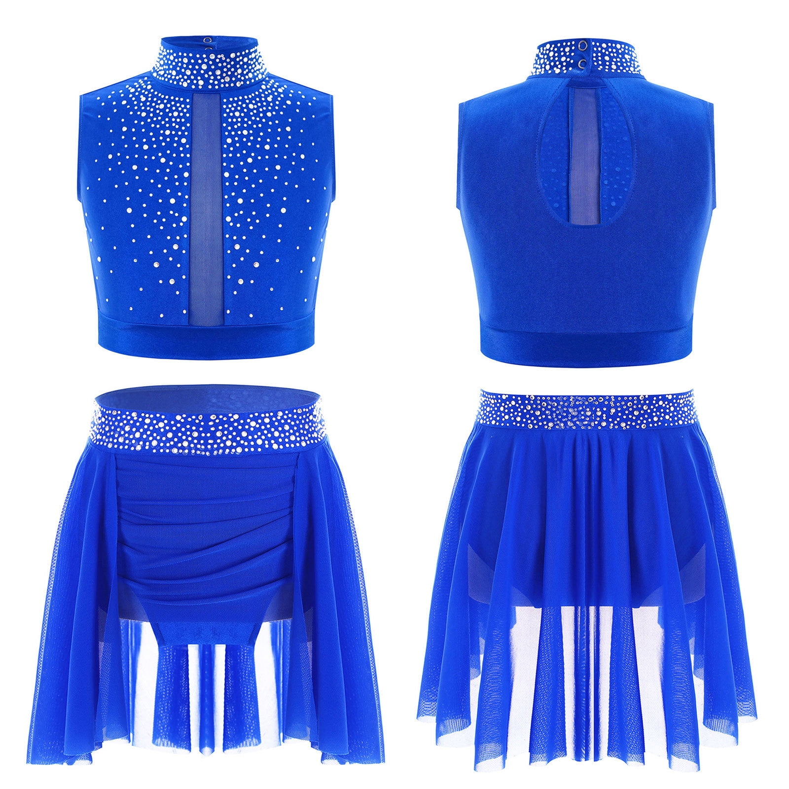 XUNZOO Kids Girls 2 Piece Ballroom Lyrical Dance Dress Outfit Crop Top ...