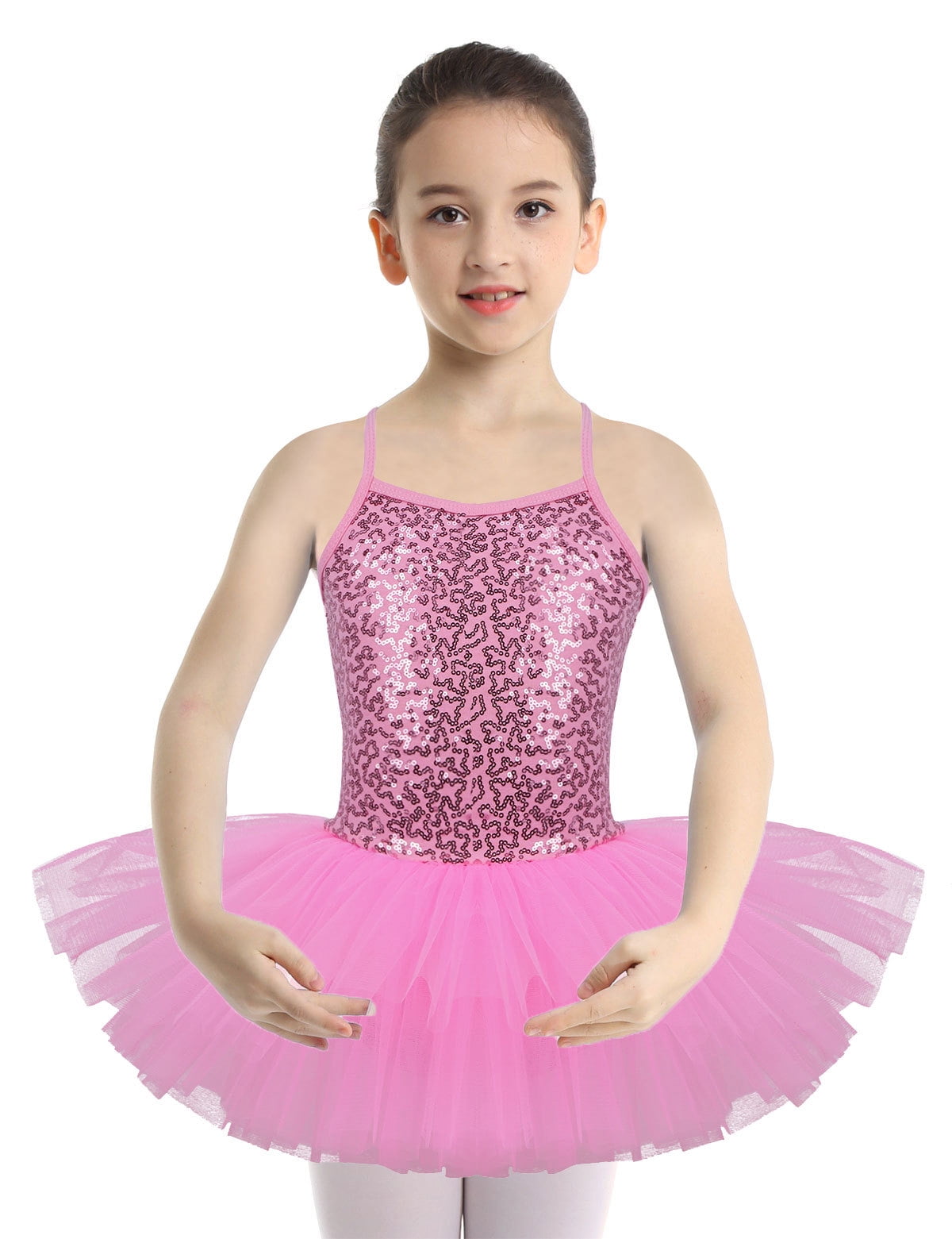 XUNZOO Kids Girls Sequins Shiny Ballet Tutu Dress Ballerina Leotard ...