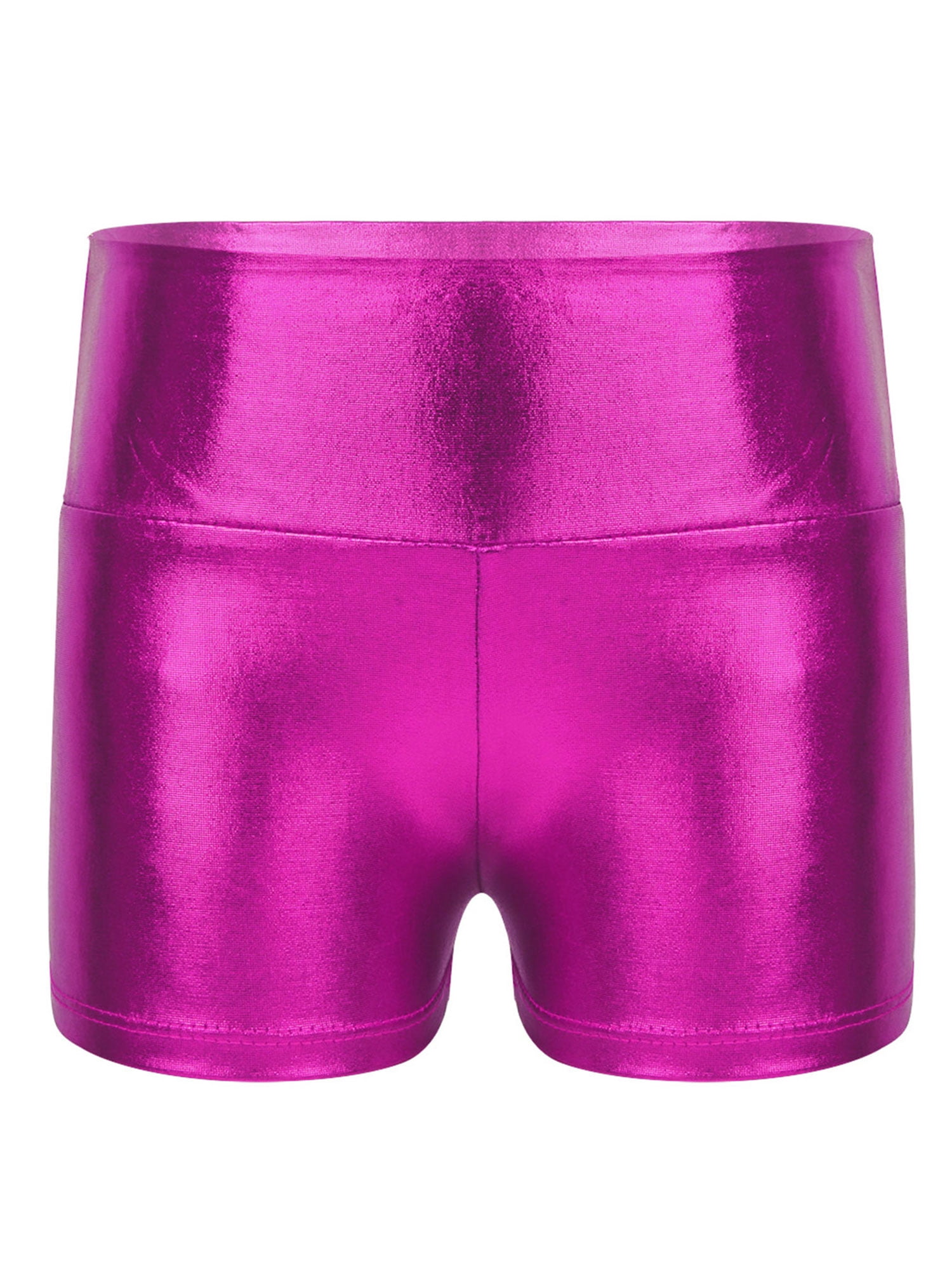 XUNZOO Kids Girls Shiny Metallic Shorts Ballet Dance Gymnastics High ...