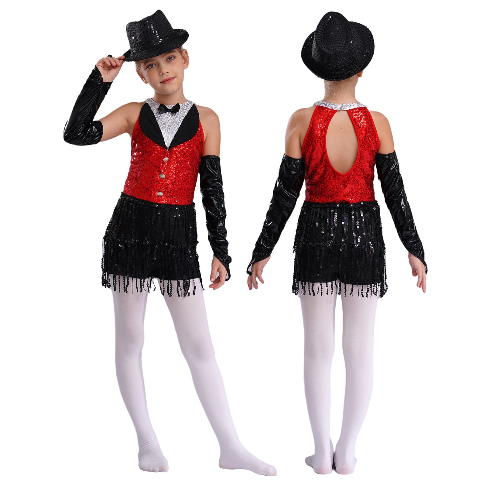 XUNZOO Kids Girls Tassel Jumpsuit Latin Jazz Ballet Dance Leotard Dress ...