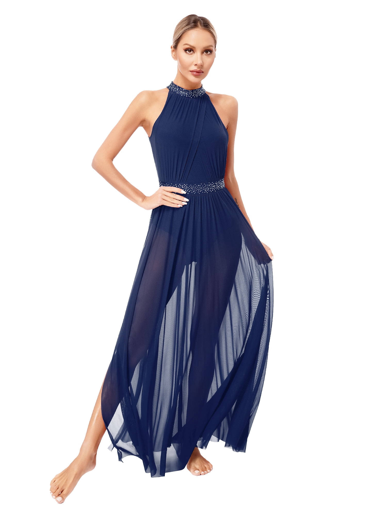 XUNZOO Lyrical Dance Costume for Women Sleeveless Ballet Leotard Sheer ...