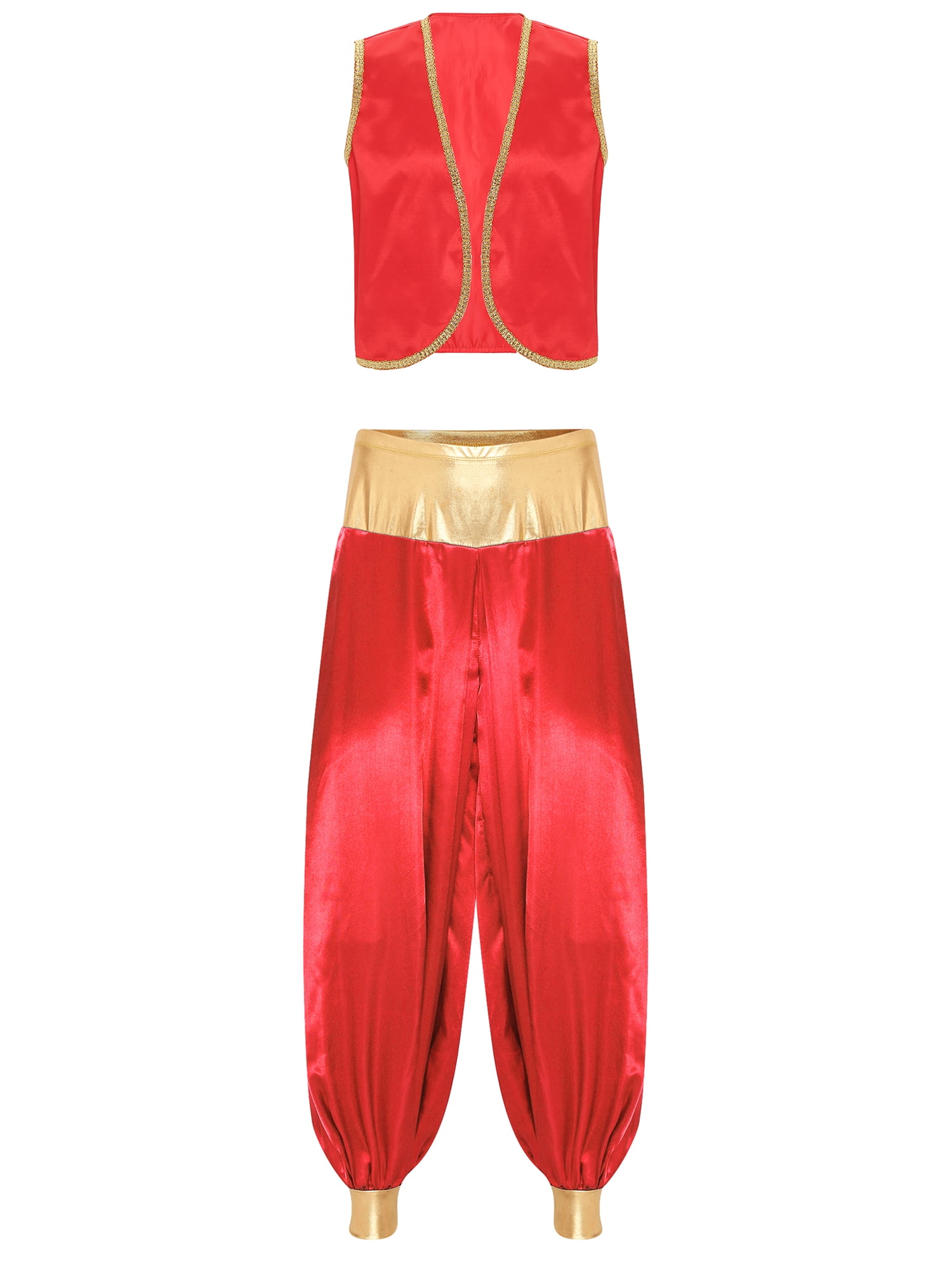 XUNZOO Men's Arabian Prince Costume Street Rat Stain Open Front Vest ...