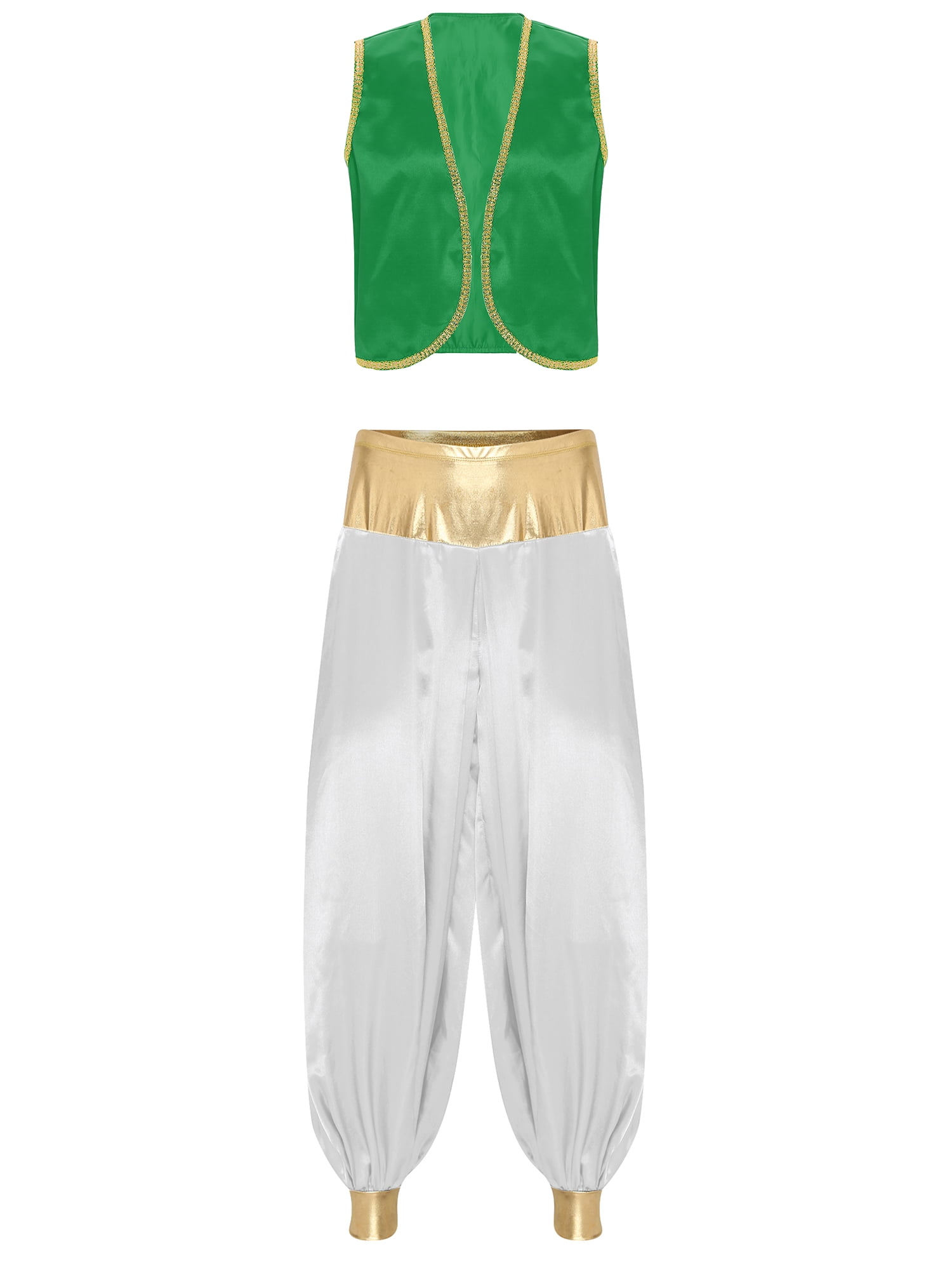 XUNZOO Men's Arabian Prince Costume Street Rat Stain Open Front Vest ...