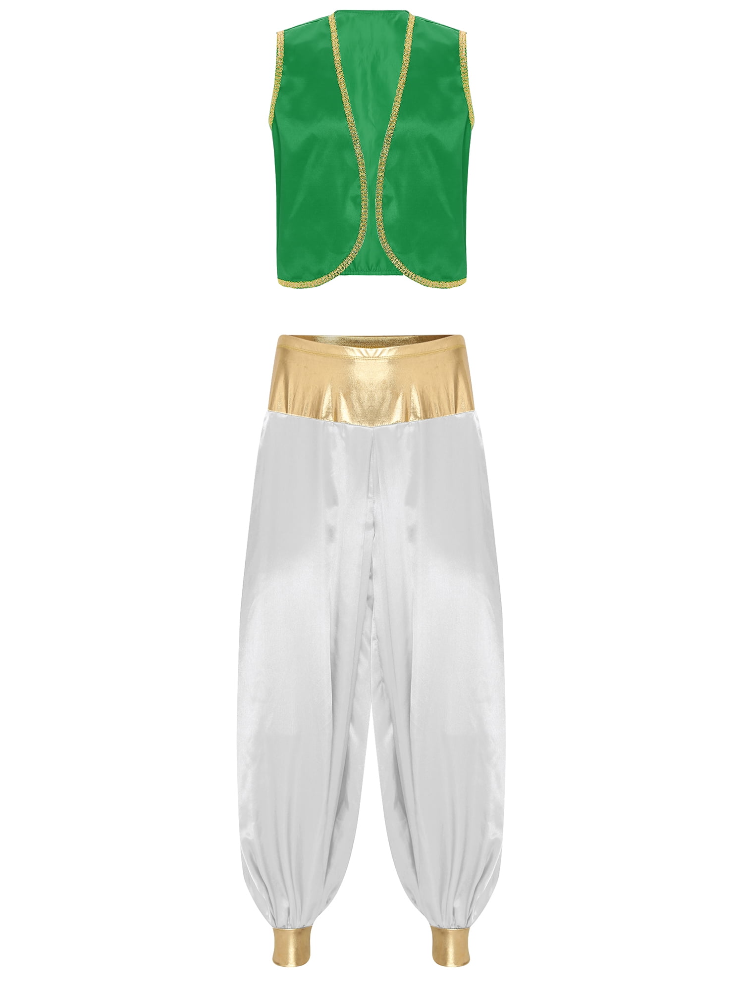 XUNZOO Men's Arabian Prince Costume Street Rat Stain Open Front Vest ...