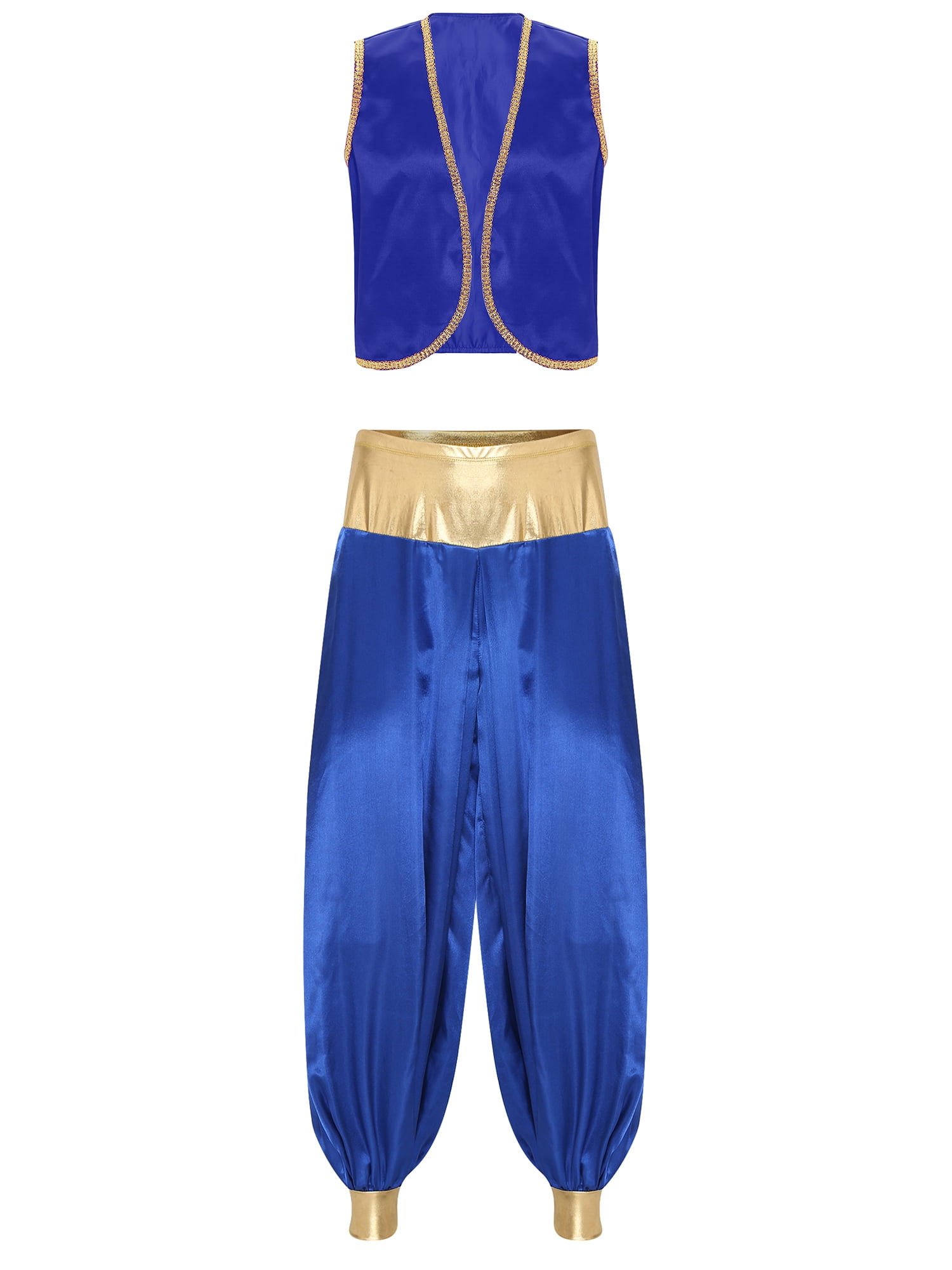 XUNZOO Men's Arabian Prince Costume Street Rat Stain Open Front Vest ...