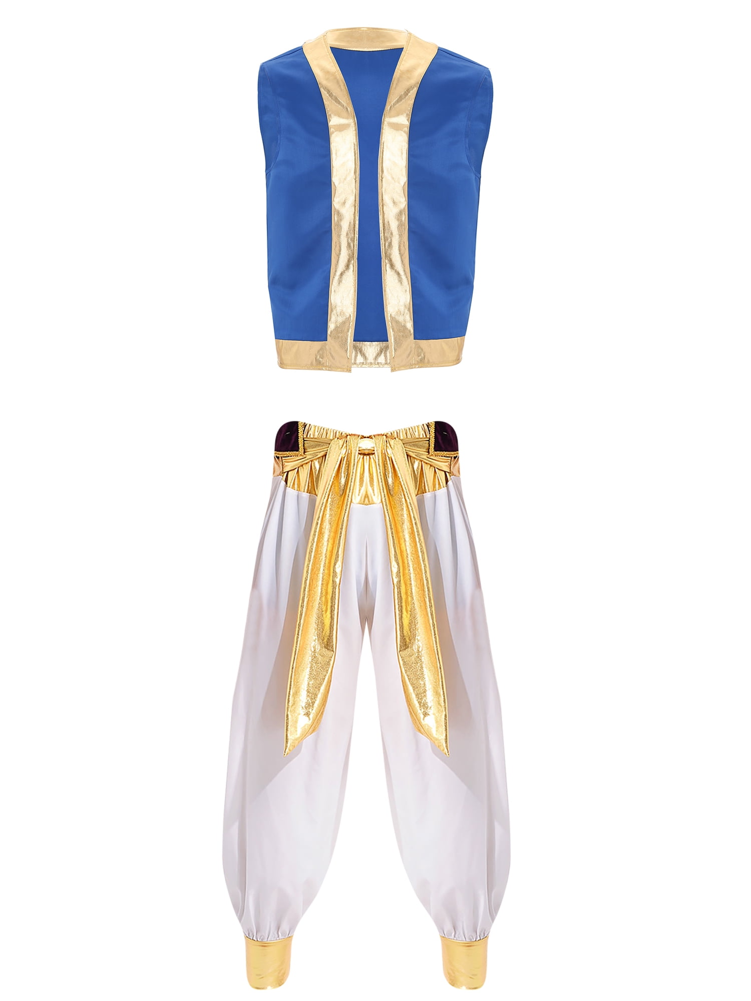 XUNZOO Mens Arabian Prince Persian Role Play Outfits Gold Trim Vest ...