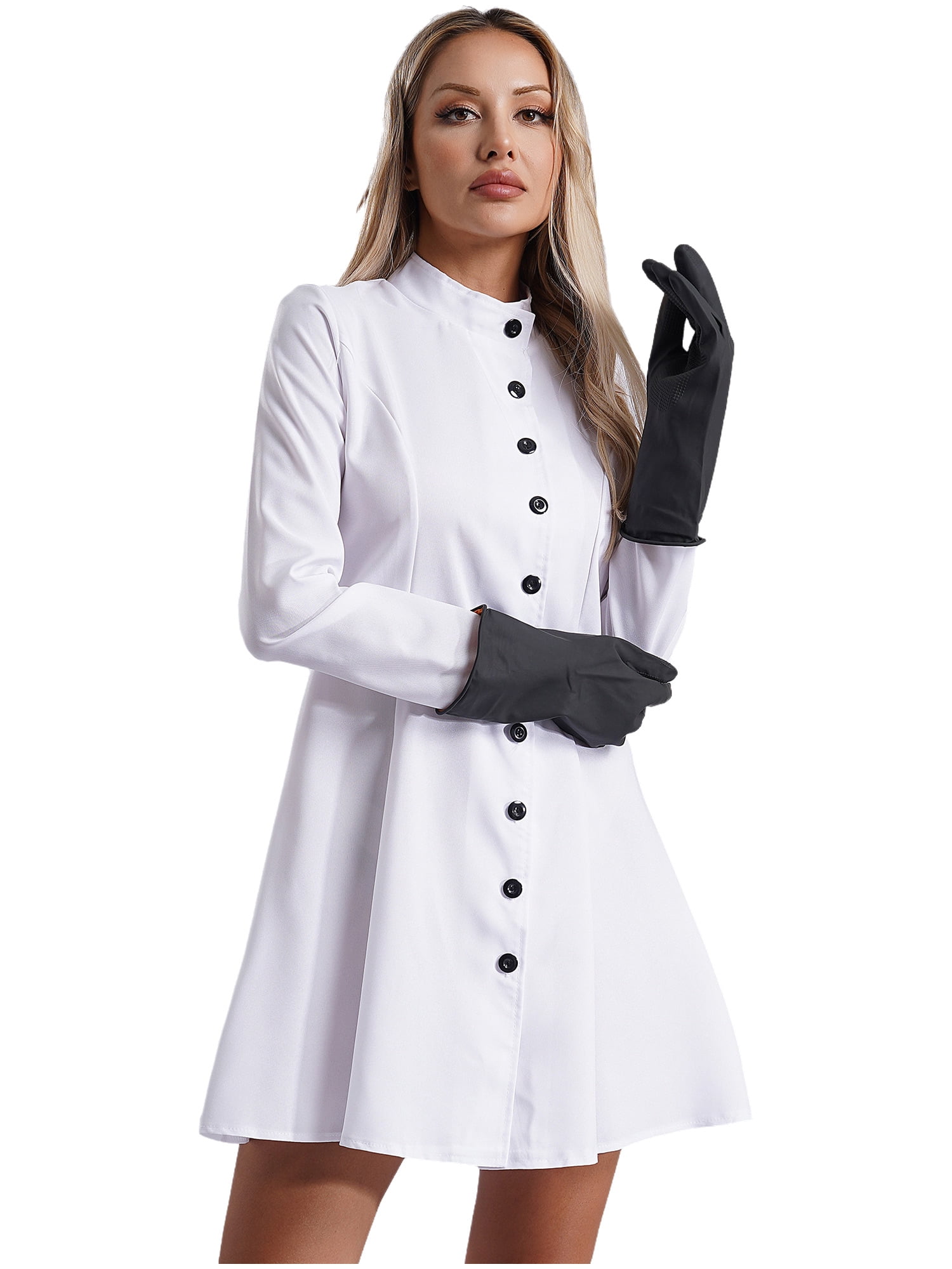 XUNZOO Women's Doctor Medical Nurse Uniform Mad Scientist A-line Dress ...