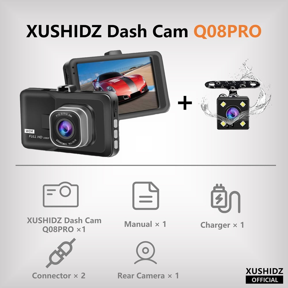 XUSHIDZ NEW Dash Camera Q08PRO Dua;-Channel Front and Rear Camera G ...