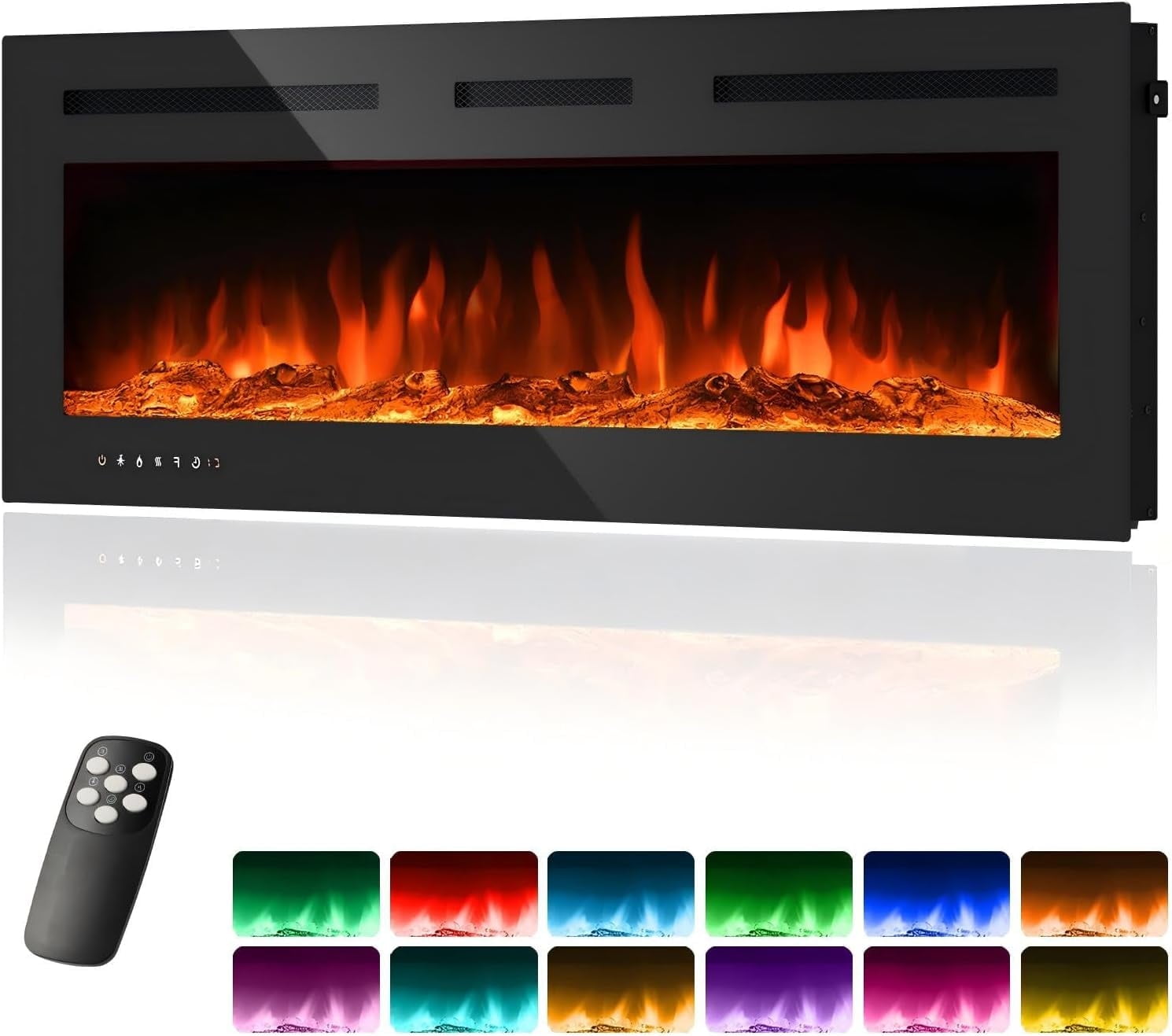 XUTUMM 60-inch Ultra-Thin Built-in/Wall-Mount Electric Fireplace with ...