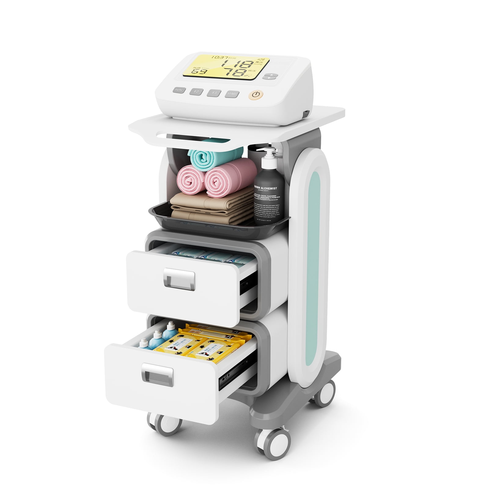 XUTUMM Mobile Medical Carts Professional Utility Cart 130 LBS Max Load Rolling Crash Cart ...