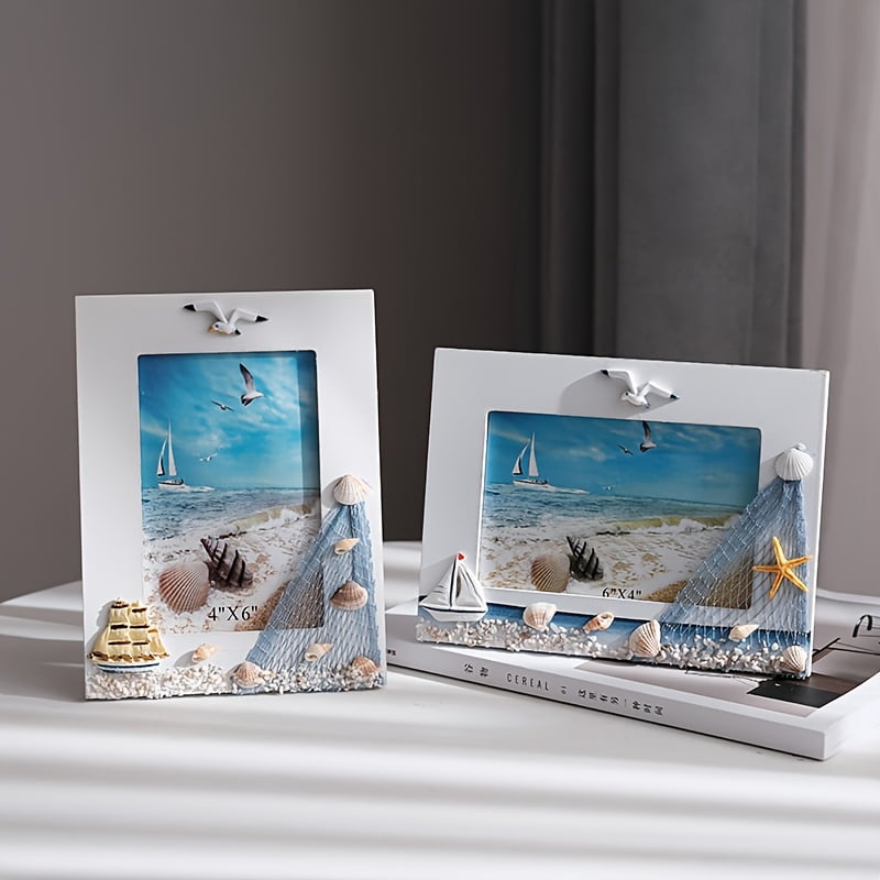 XUUE 2/4pcs Ocean Photo Frame, Summer Shell Photo Frame, Mediterranean ...