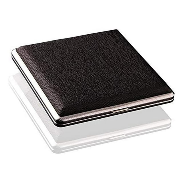 XUWSSF Black Leather Cigarette Case, Metal Box for 20 Cigarettes ...