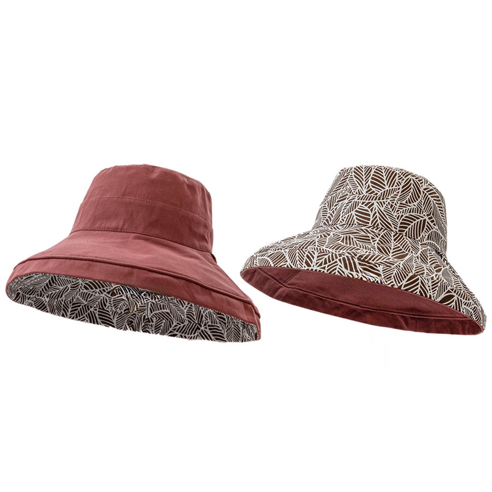 XUXIANYIP Sun Hats For Women Reversible Solid Leaf Print Packable Sun ...