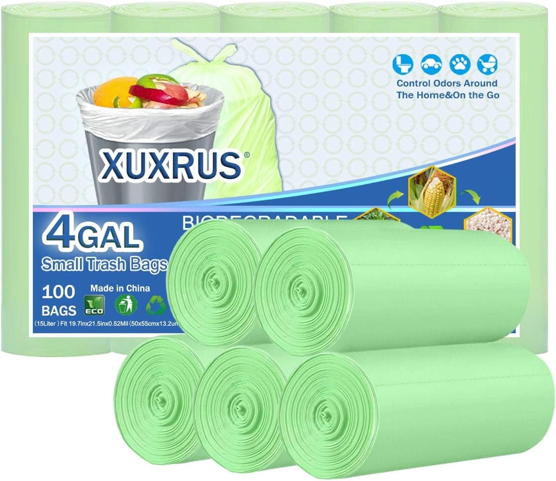 XUXRUS 15L 4Gal Garbage Bags 100 Counts,Trash Bags Wastebasket Liner ...