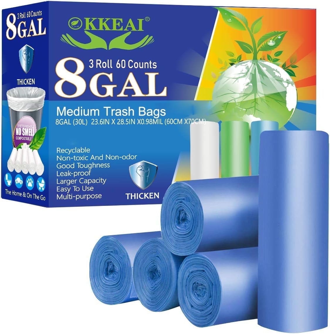 XUXRUS 8 Gallon Garbage Bags Medium Kitchen Trash Bags 30L Wastebasket ...
