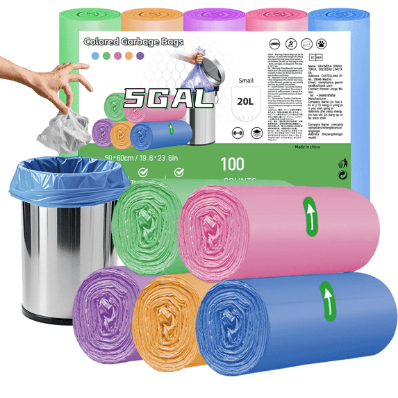 XUXRUS, Small Trash Bags, 5-Gallon, 100-Count multi-color set - Walmart.com