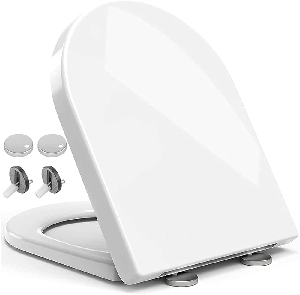 XUXRUS Elongated D Shaped White Toilet Seat with Adjustable Hingetoilet ...