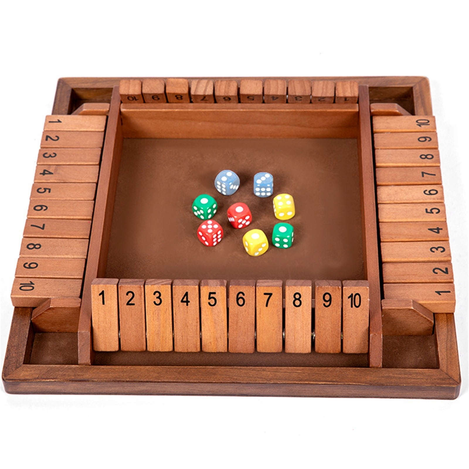 XUYAN 12 Inches 14 Players Shut The Box Dice Game Wooden Board Table ...